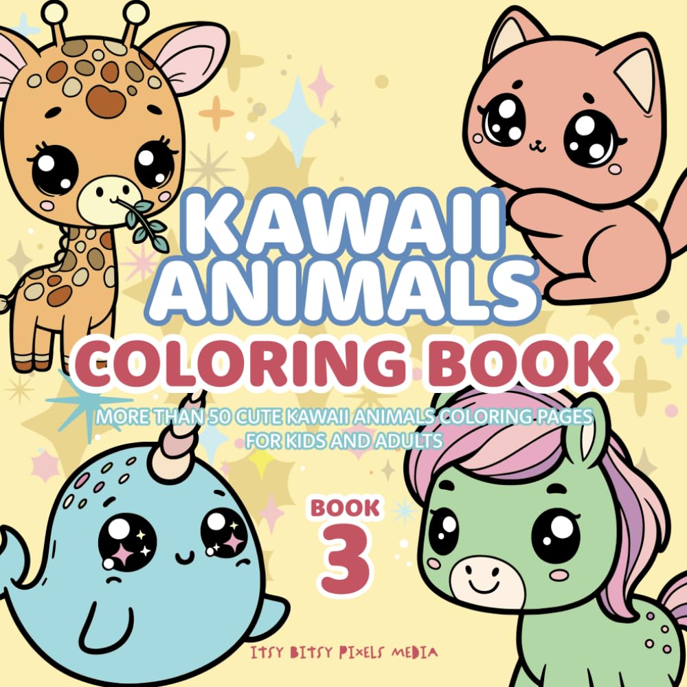 KAWAII Animals Coloring Book: More Than 50 Cute Coloring Pages For Kids ...