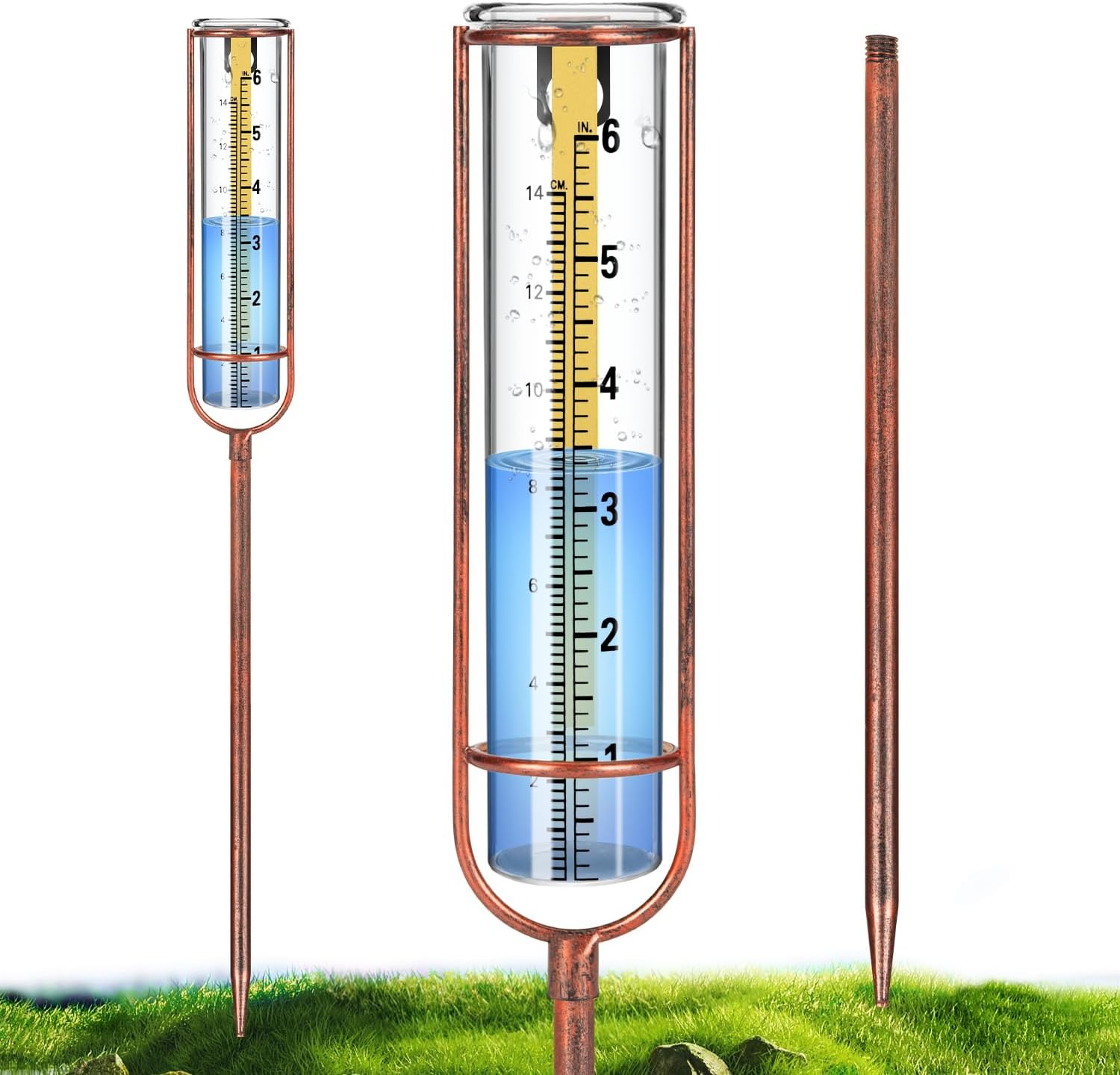 Amazon.com : Ricihene Rain Gauge, 6" Glass rain Gauge Outdoor, rain ...