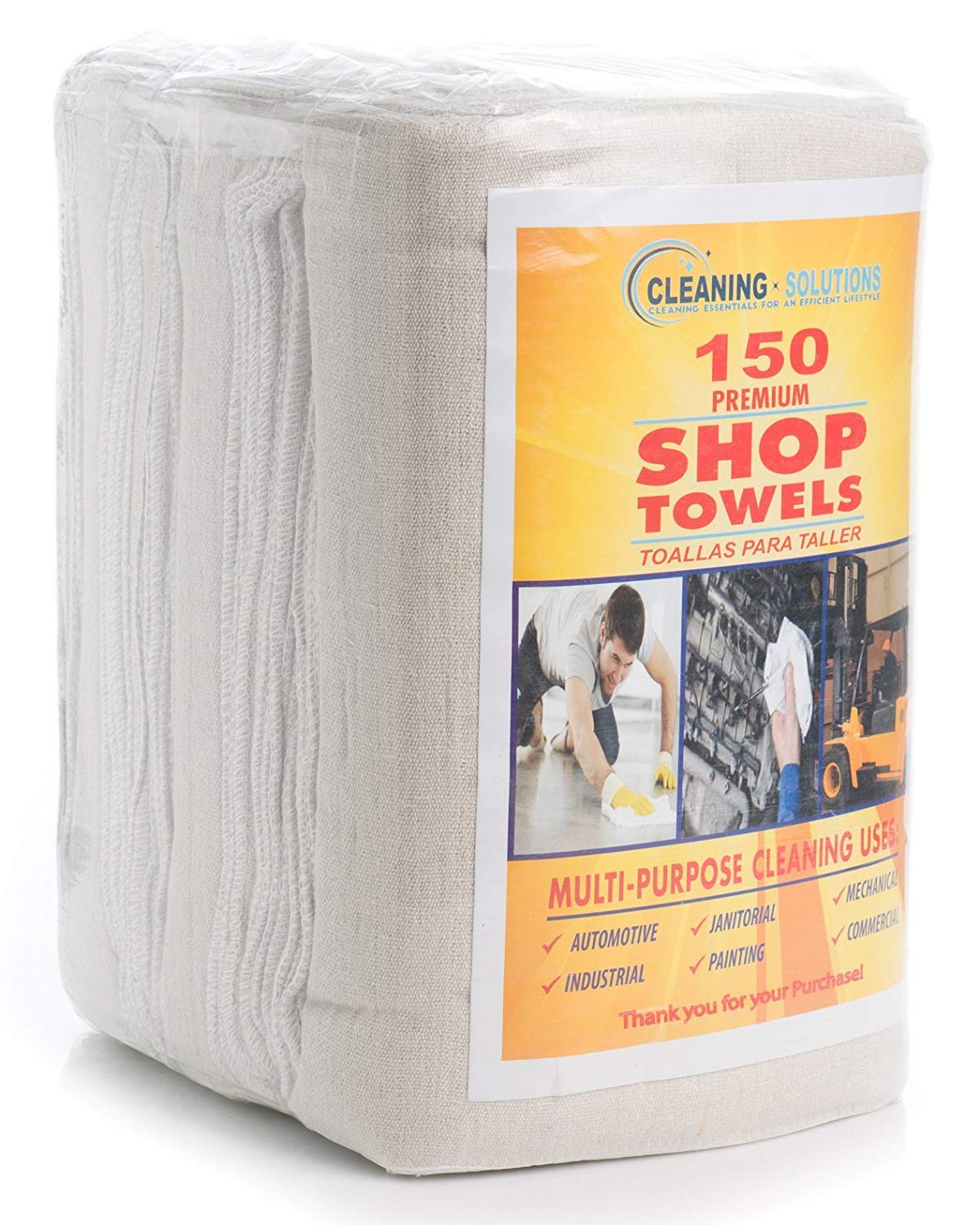 Simpli-Magic 79142 Shop Towels 14"x12", Pack of 150, White