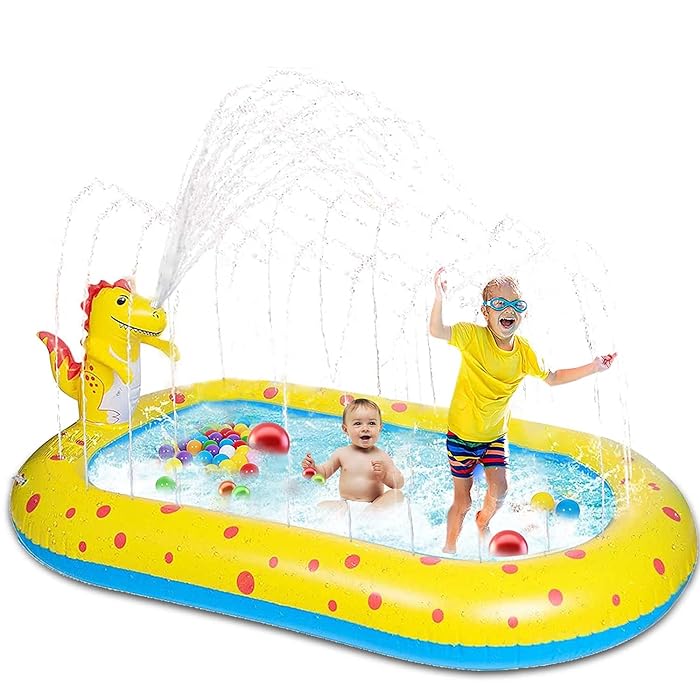 Buy EUDORA Inflatable Sprinkler Swimming Pool for Kids 3 in 1 Dinosaur ...