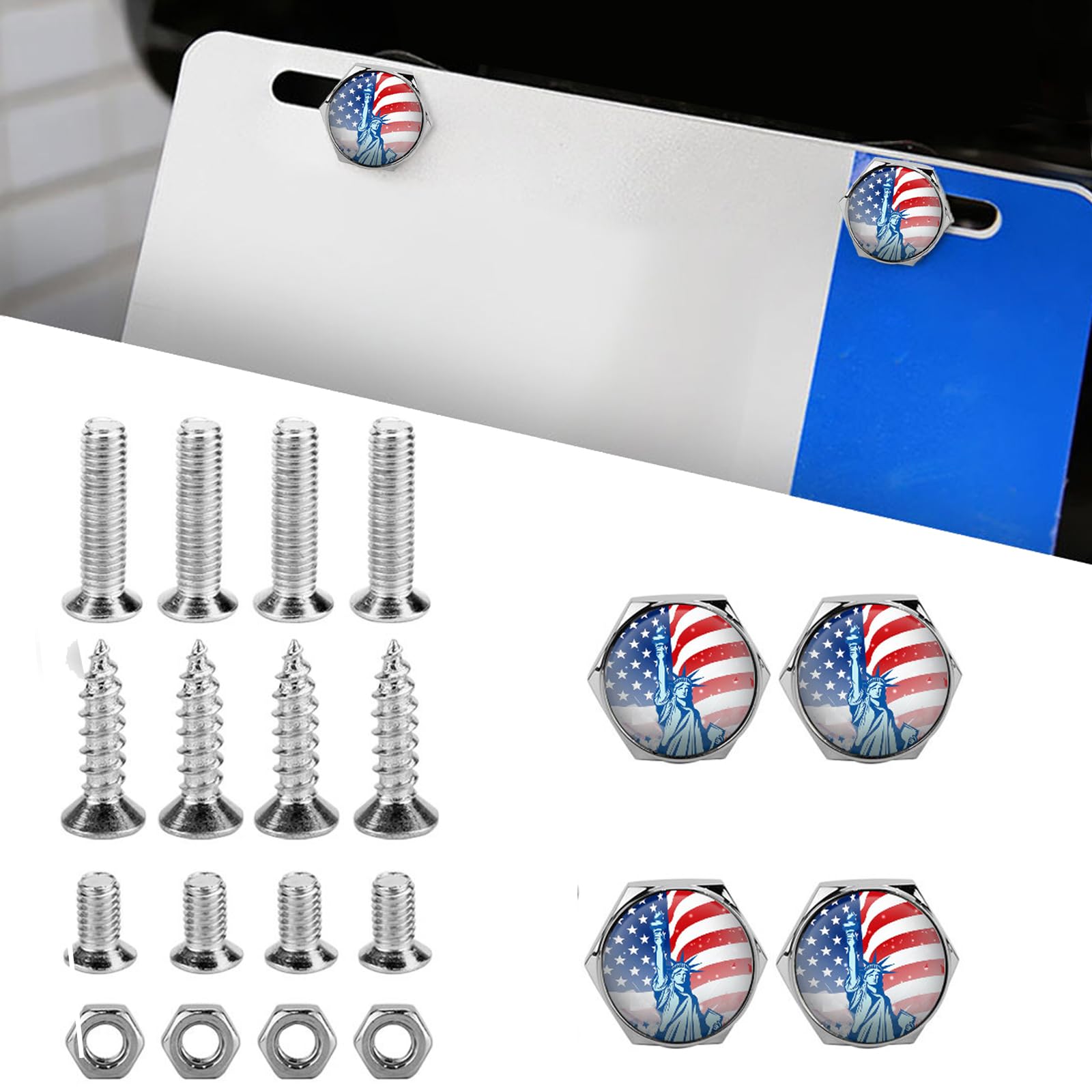 Amazon.com: Gseigvee Pack-20 Car License Plate Screws, American Flag ...