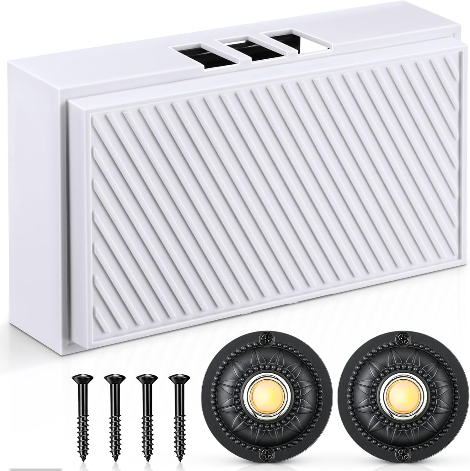 Saillong Wired Doorbell Chime Kit, 2 16V 10VA Lighted Doorbell Push Buttons with 2 Sounds for ...