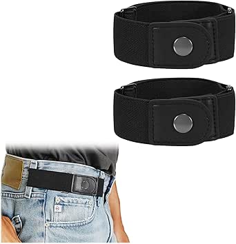 WERFORU Men 2 Loop No Buckle Elastic Belt for Women Men side belts, Fit ...