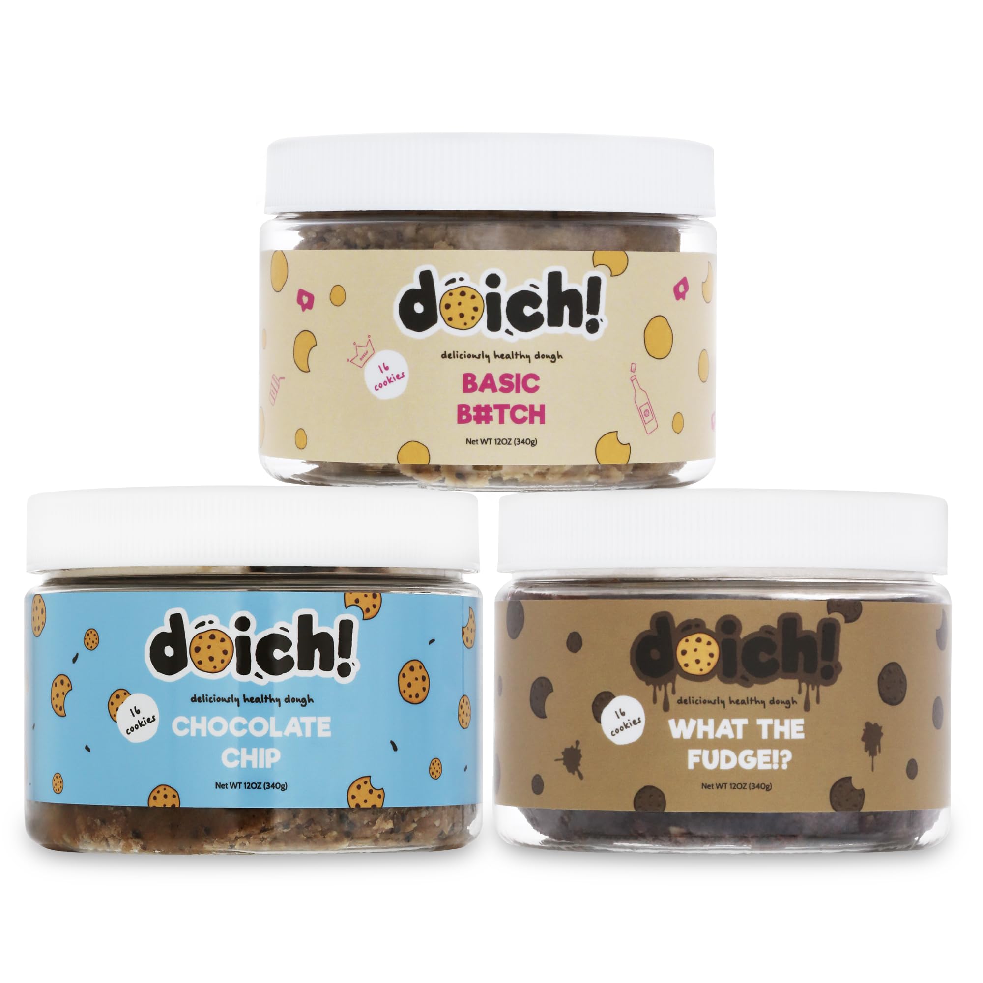 Amazon.com: Doich Variety Pack Cookie Dough (3-Pack) Healthy Cookies ...