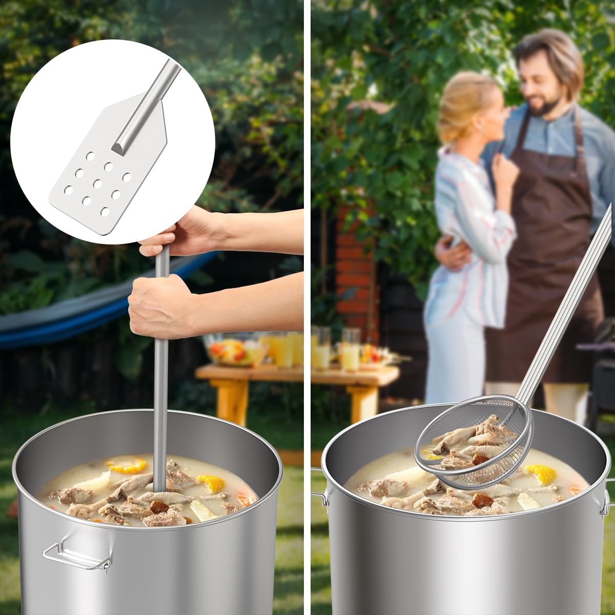 AJinTeby 2 Pack 42" Stainless Stiring and 40" Long Mesh Skimmer, Wire ...