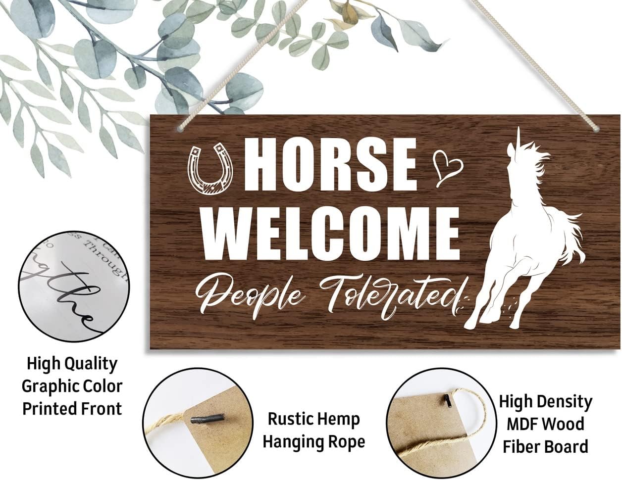 Divertido letrero decorativo de madera de caballo, horses Welcome ...