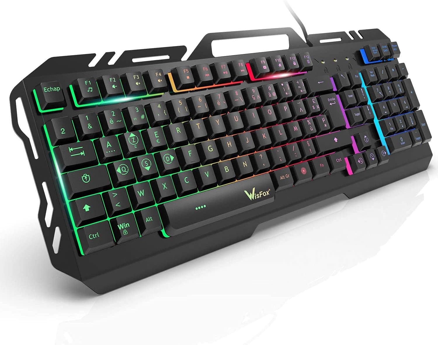 WisFox Clavier Gaming, Clavier Filaire USB Rétroéclairé à LED Arc en ...