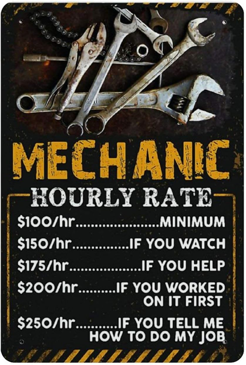 Amazon.com: Vintage Wall Decor Retro Vintage Metal Sign Mechanic Hourly ...