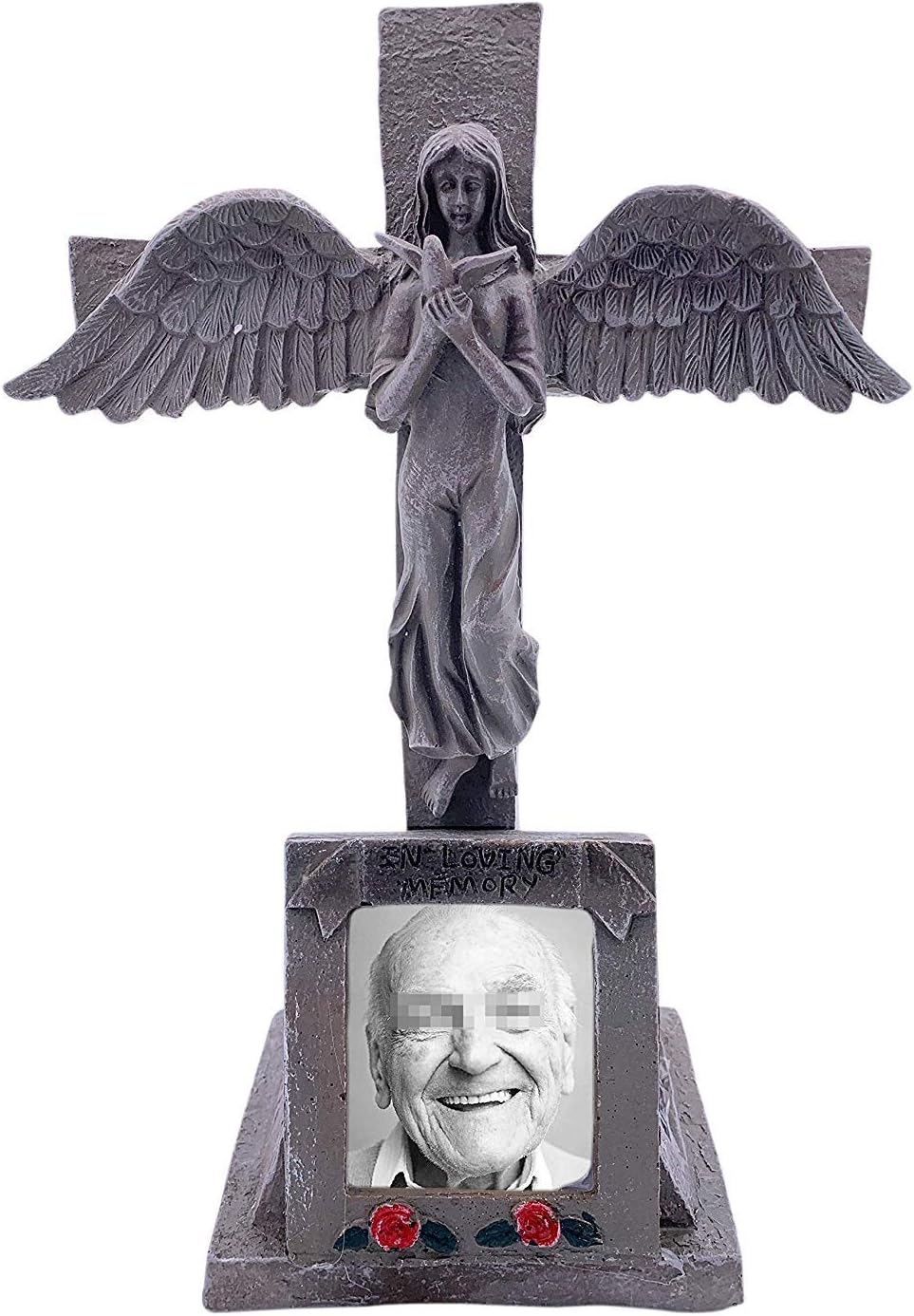 Amazon.com : Auhafaly Solar Lighted Cross - Angel Cemetery Decoration ...