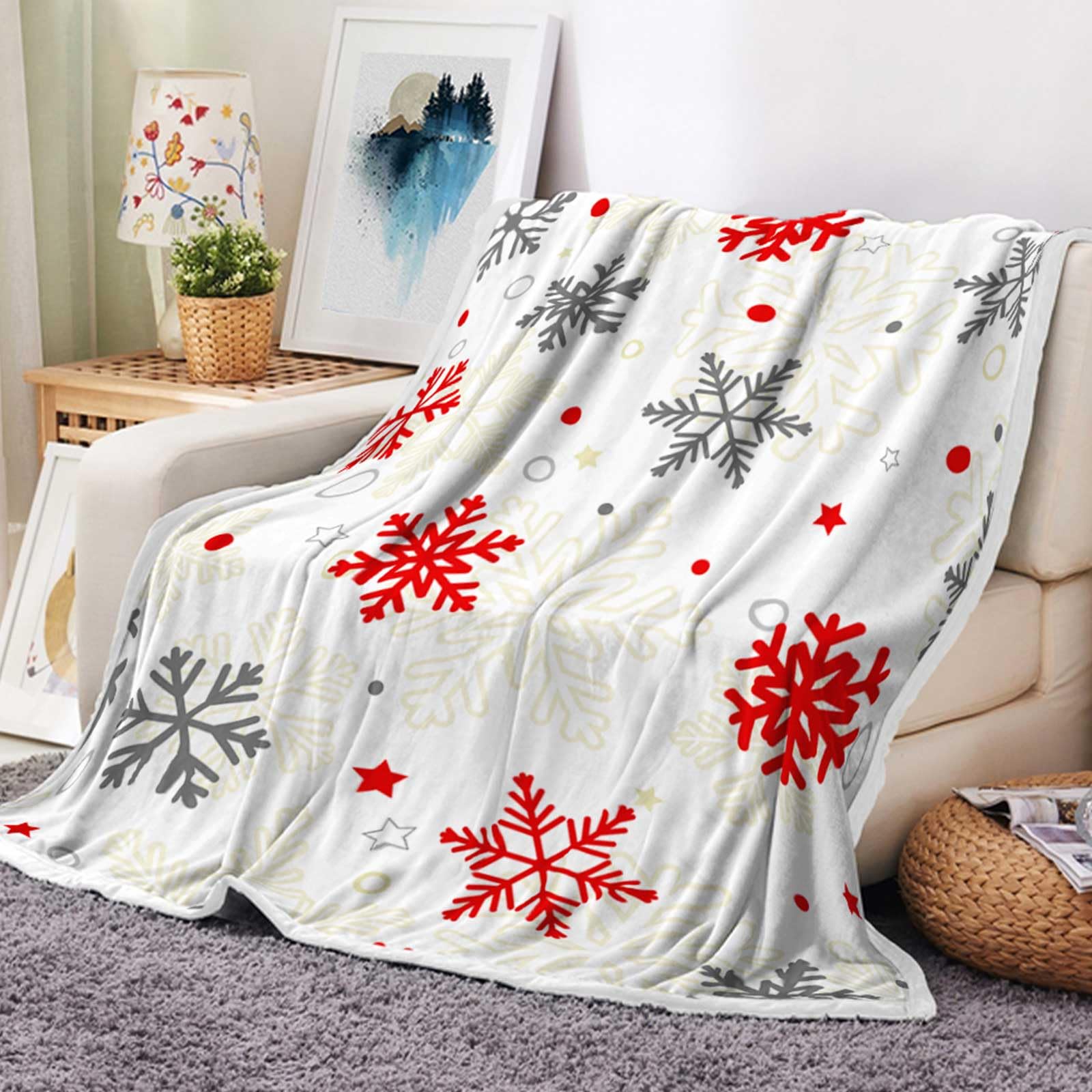 Amazon.com: Christmas Throw Blanket Winter Snowflakes Holiday Blankets ...