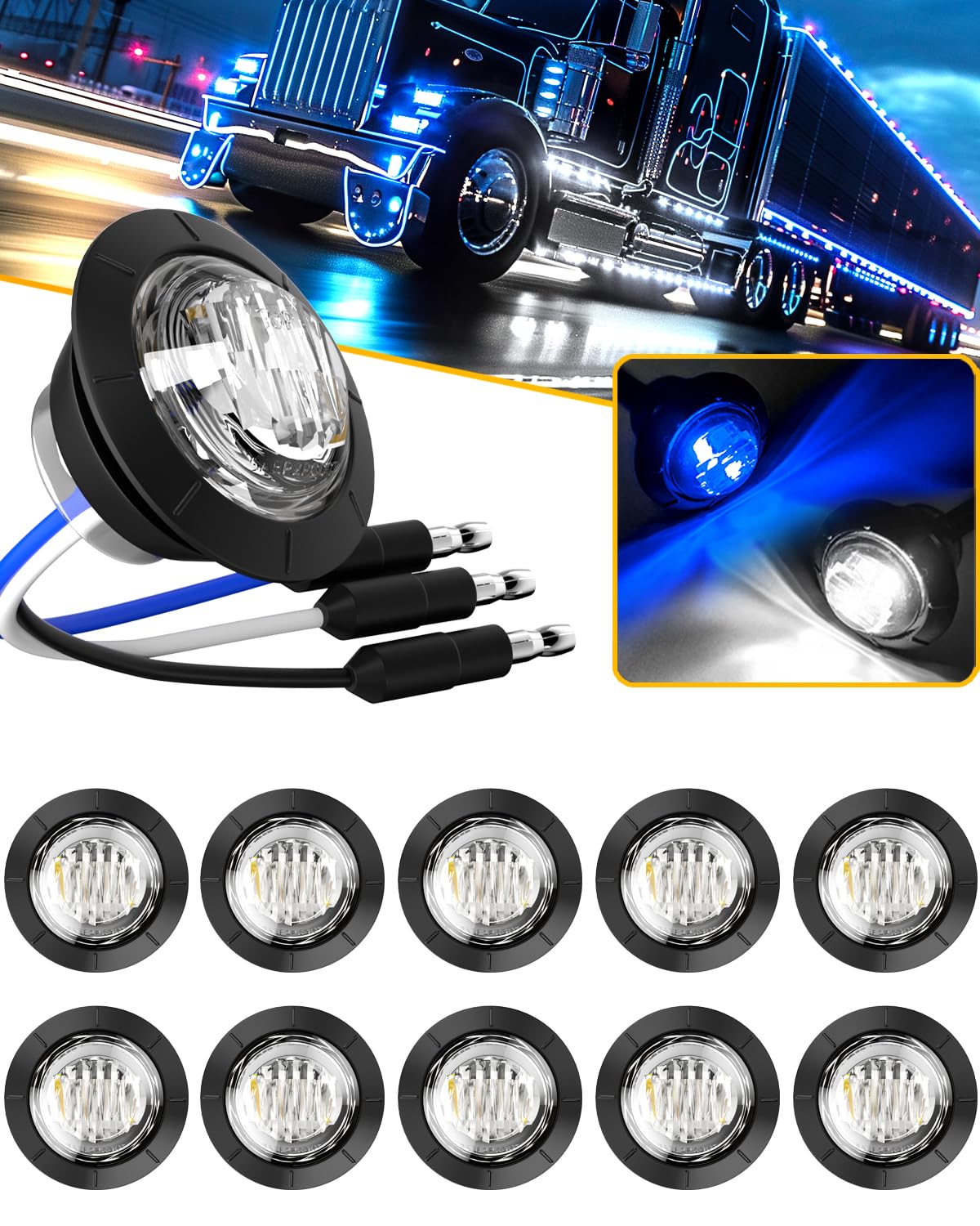 Blue Led Truck Marker Lights Bluetooth Trailer Lights MADCATZ 20 Pcs