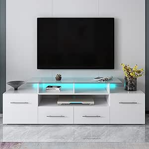 Amazon.com: CITYLIGHT LED TV Stand for 70+ inch TVs, High Glossy TV ...