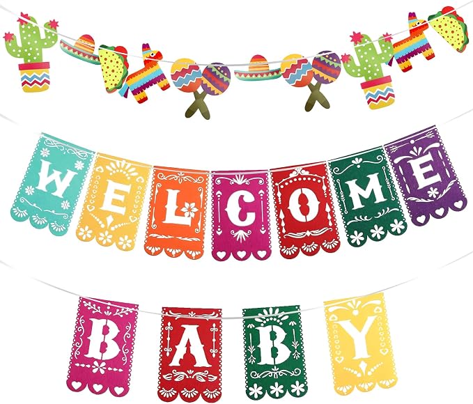Amazon.com: Set of 3 Mexican Welcome Baby Banner Mexican Baby Shower ...
