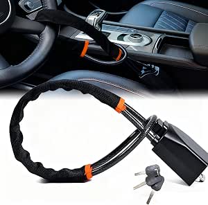 Car Steering Wheel Lock & Seat Belt Lock - Max 17” Length, Universal ...