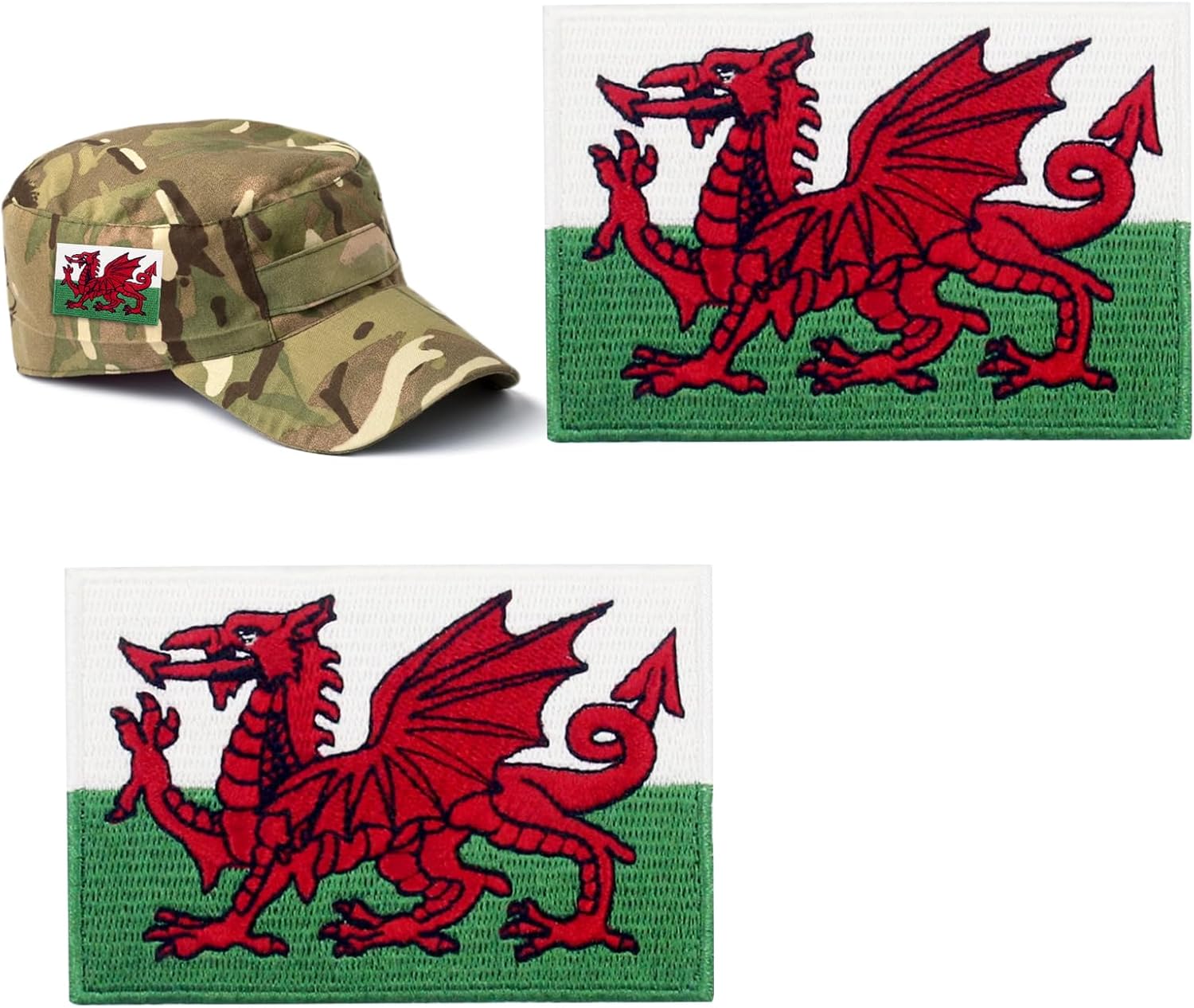 2pcs Wales Flag Patch Embroidered Welsh Applique,Personalized Embroidery tag,Sew On Wales Flag ...