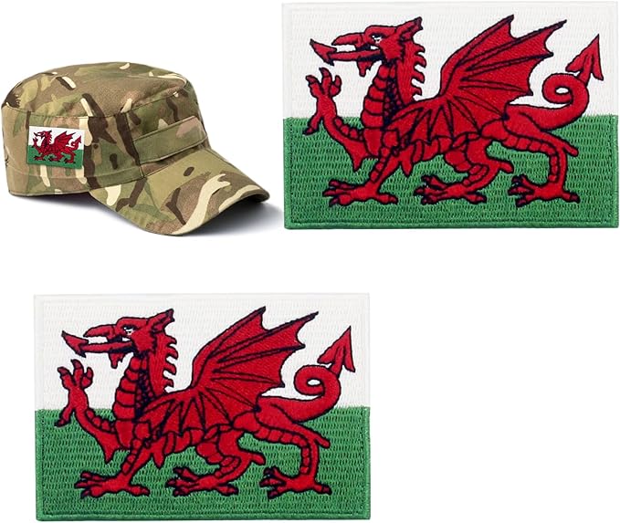 2pcs Wales Flag Patch Embroidered Welsh Applique,Personalized Embroidery tag,Sew On Wales Flag ...
