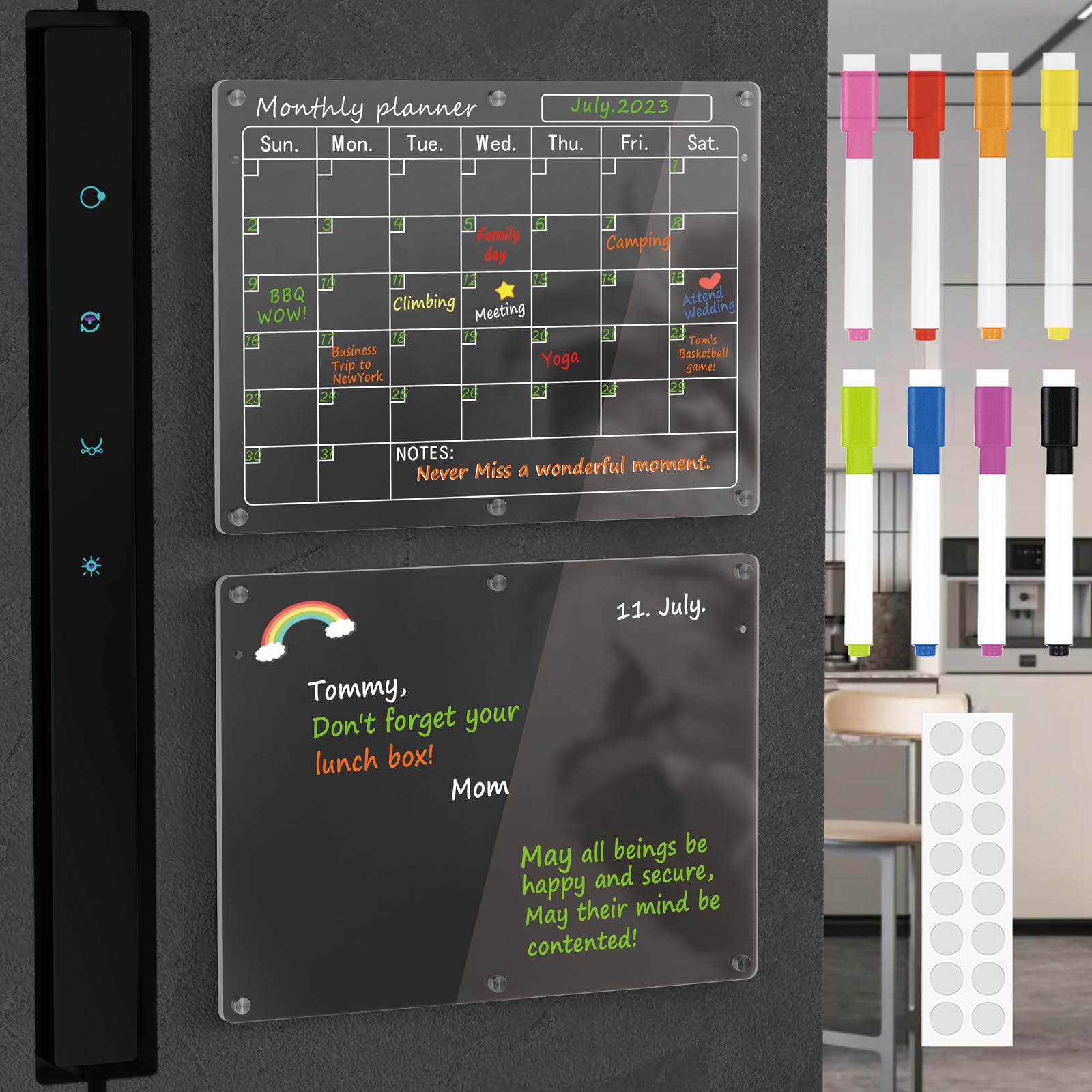 Snapklik.com : Magnetic Acrylic Calendar For Fridge,2 Pack 12"x16 ...