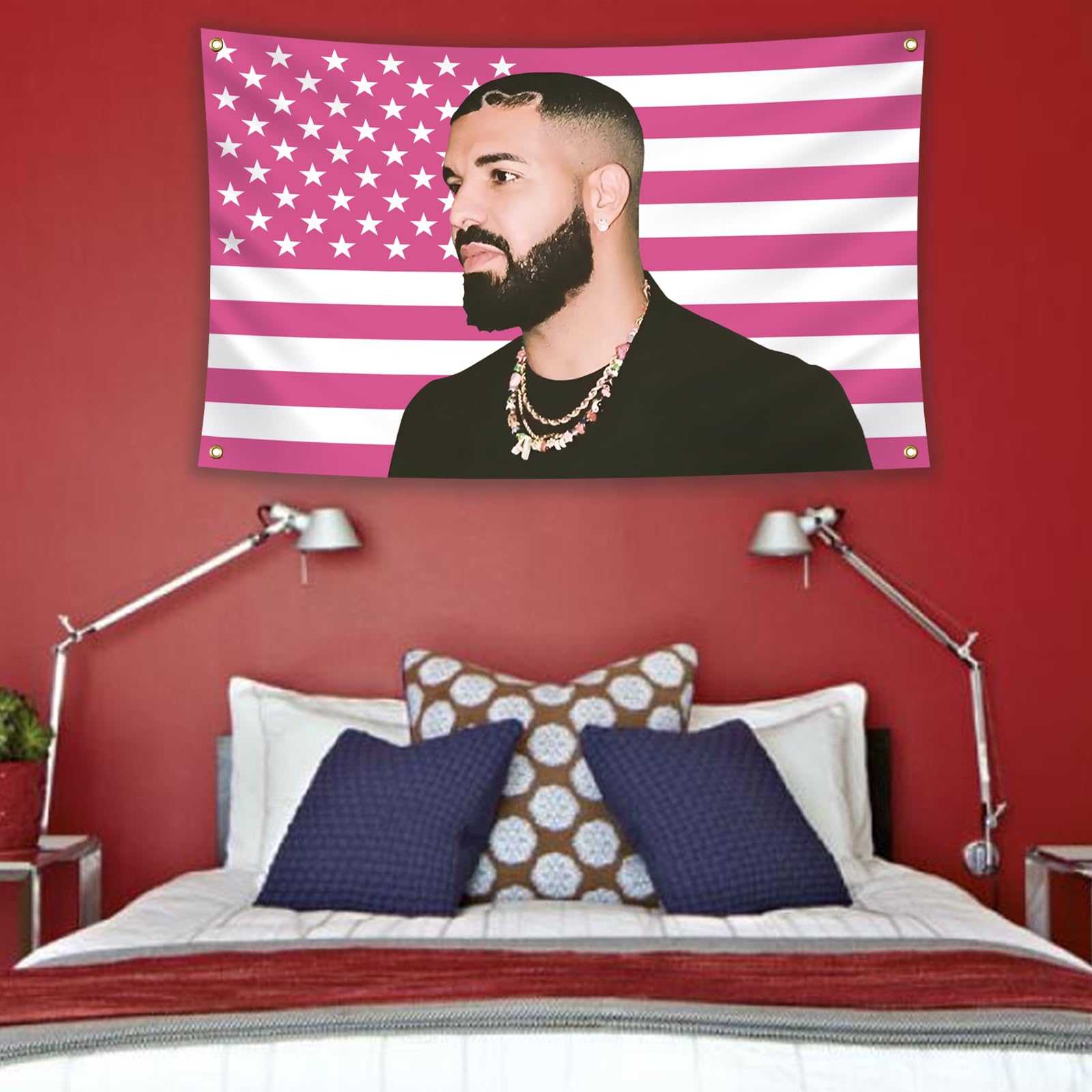 Pink America Drake 3x5FT Singer Flag Soft And Durable Hanging Tapestry ...