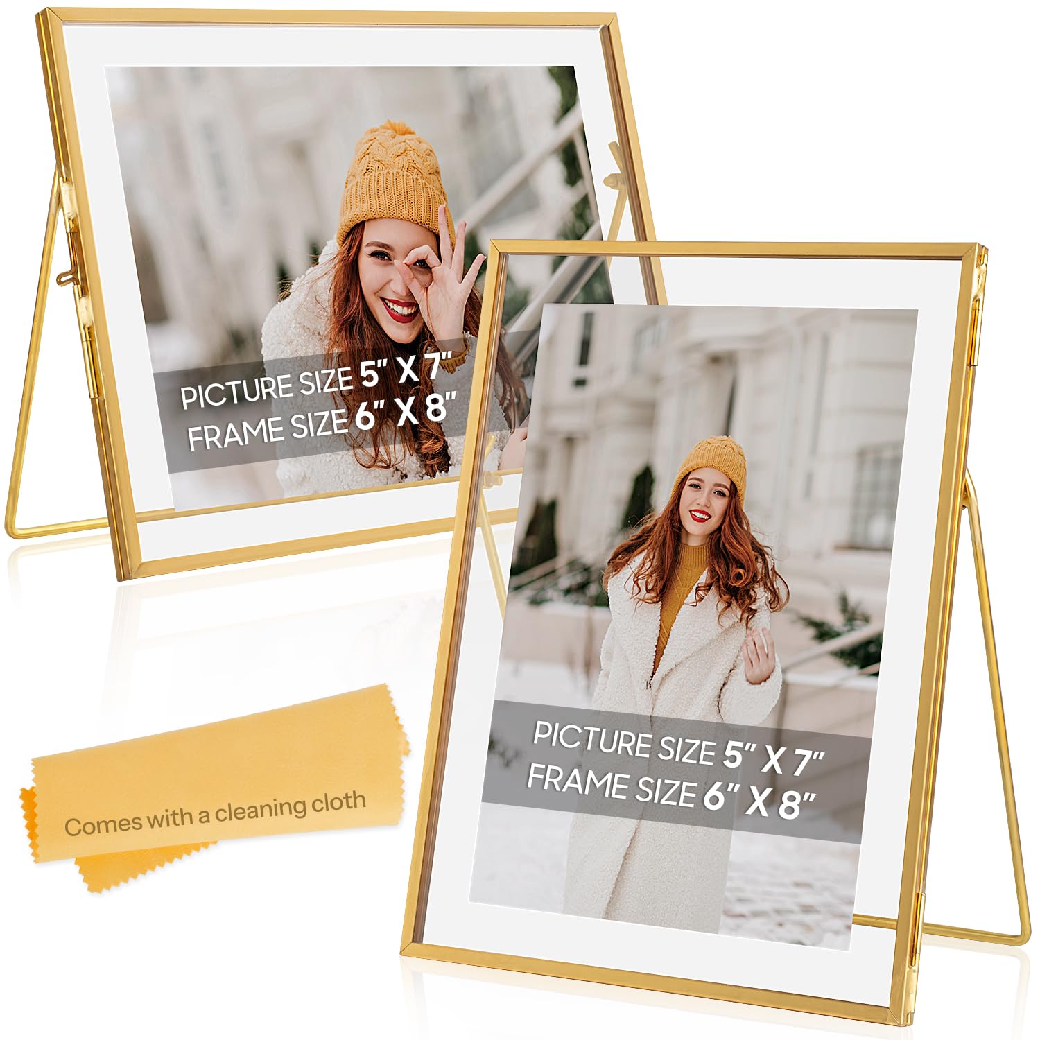 Amazon.com - Jajamy Gold Floating Frame Set of 2, 6 x 8 Tempered Glass ...