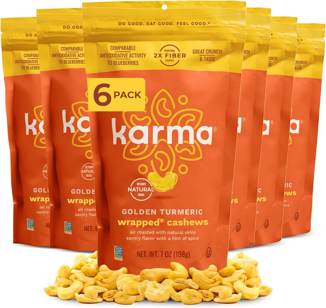 Amazon.com : Golden Turmeric Wrapped Whole Cashews by Karma Nuts, Air ...