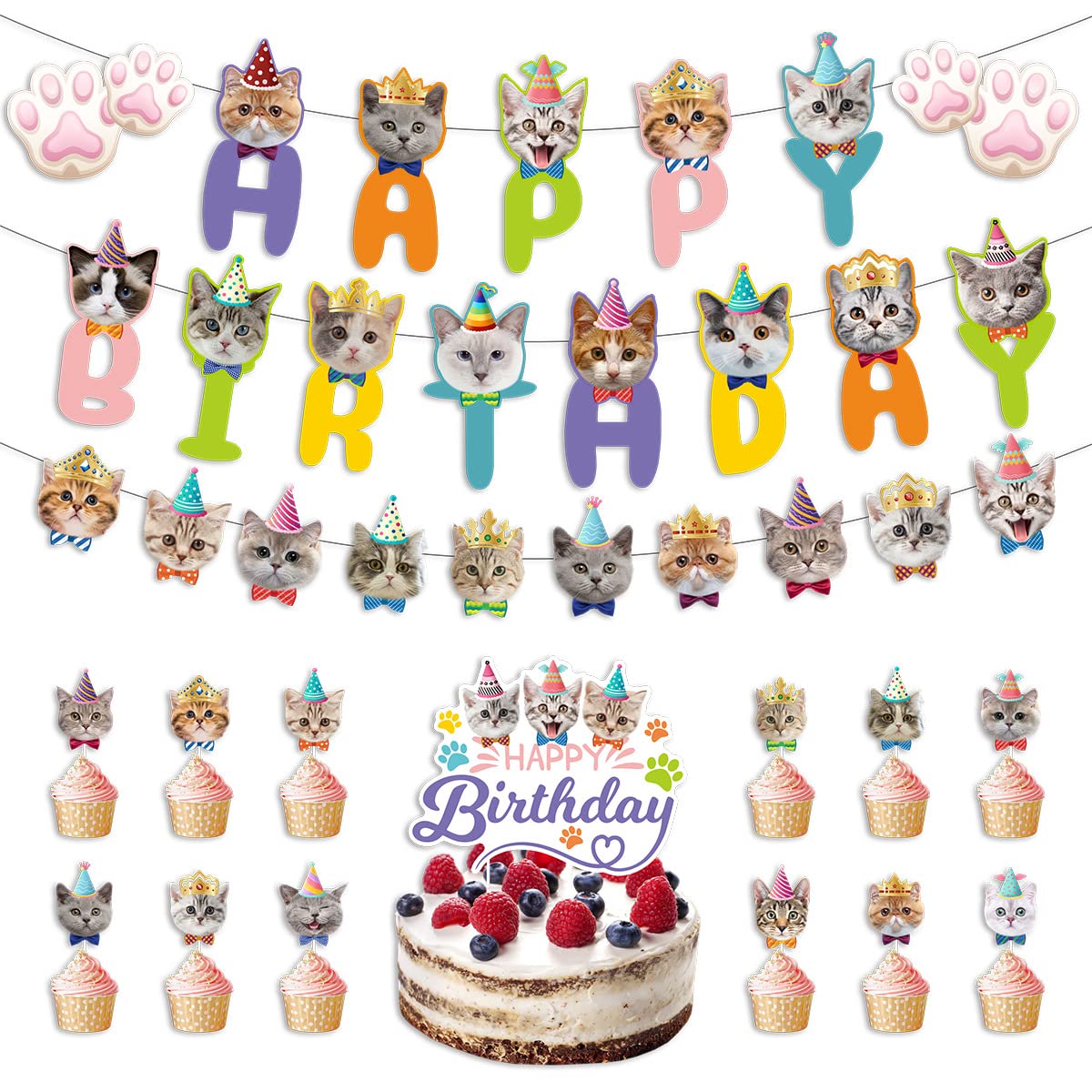 Amazon.com: Cat Theme Birthday Party Decorations, 25PCS Party Supplies ...