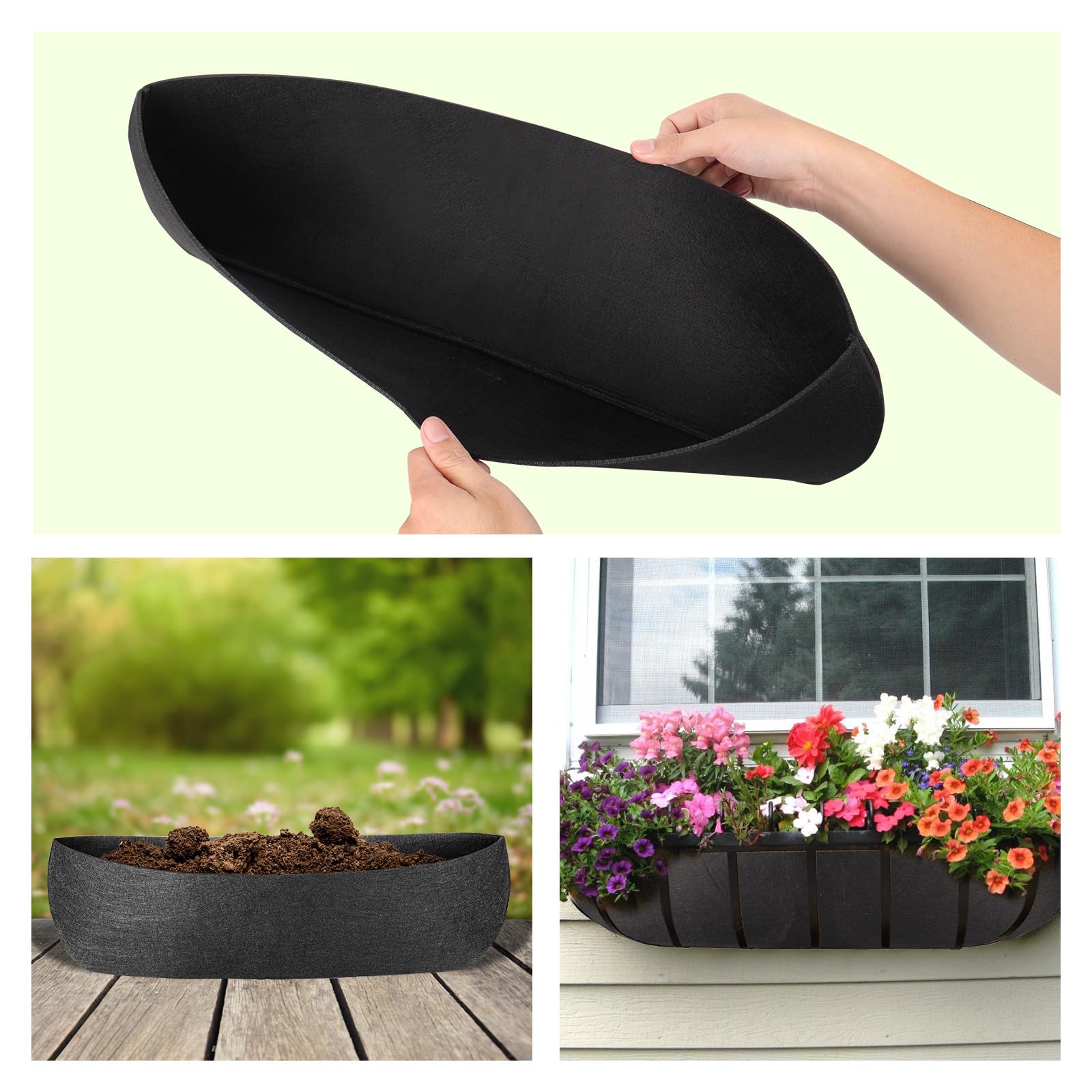 Black Planter Box Liners 54" Springfield Rod Iron Metal Planter Box