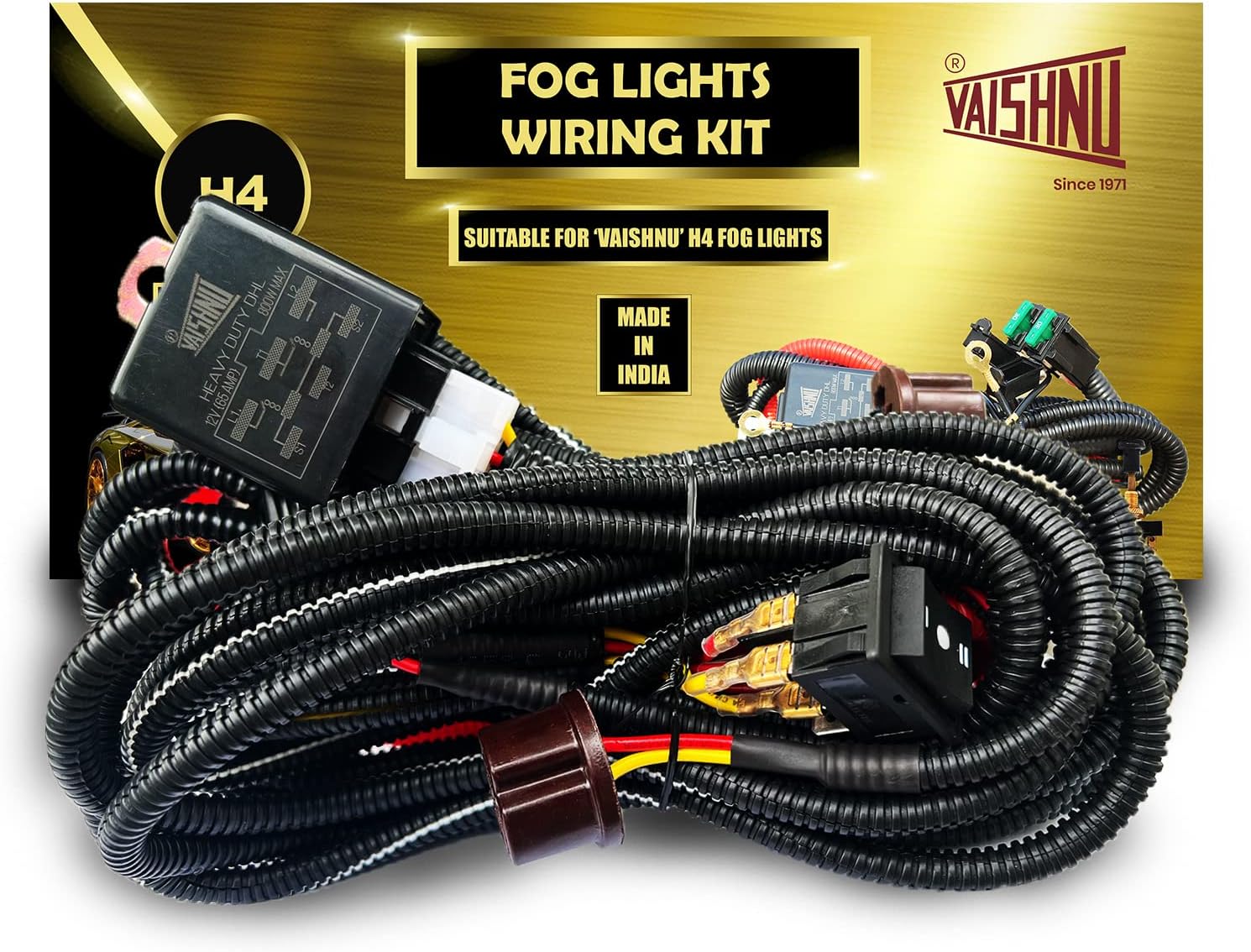 VAISHNU Fog Light Wiring Kit for Cars in H8/H11/H16 Connectors | With ...