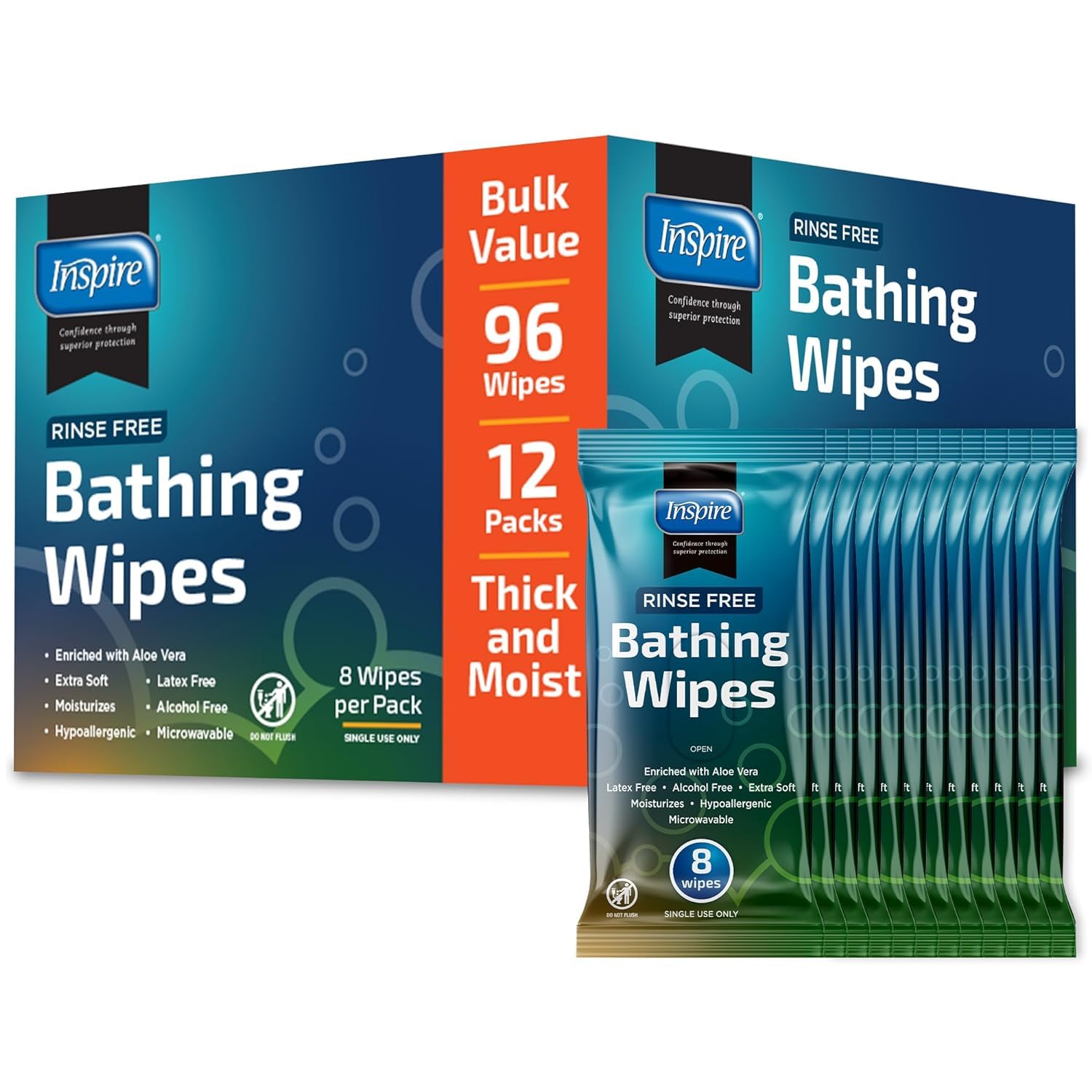Amazon.com: Thick Rinse Free Body Wash Wipes | Bathing Wipes, Shower ...