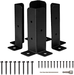 Cokritsm 4 Pcs Adjustable Heavy Duty Half Column Black Post Brackets ...