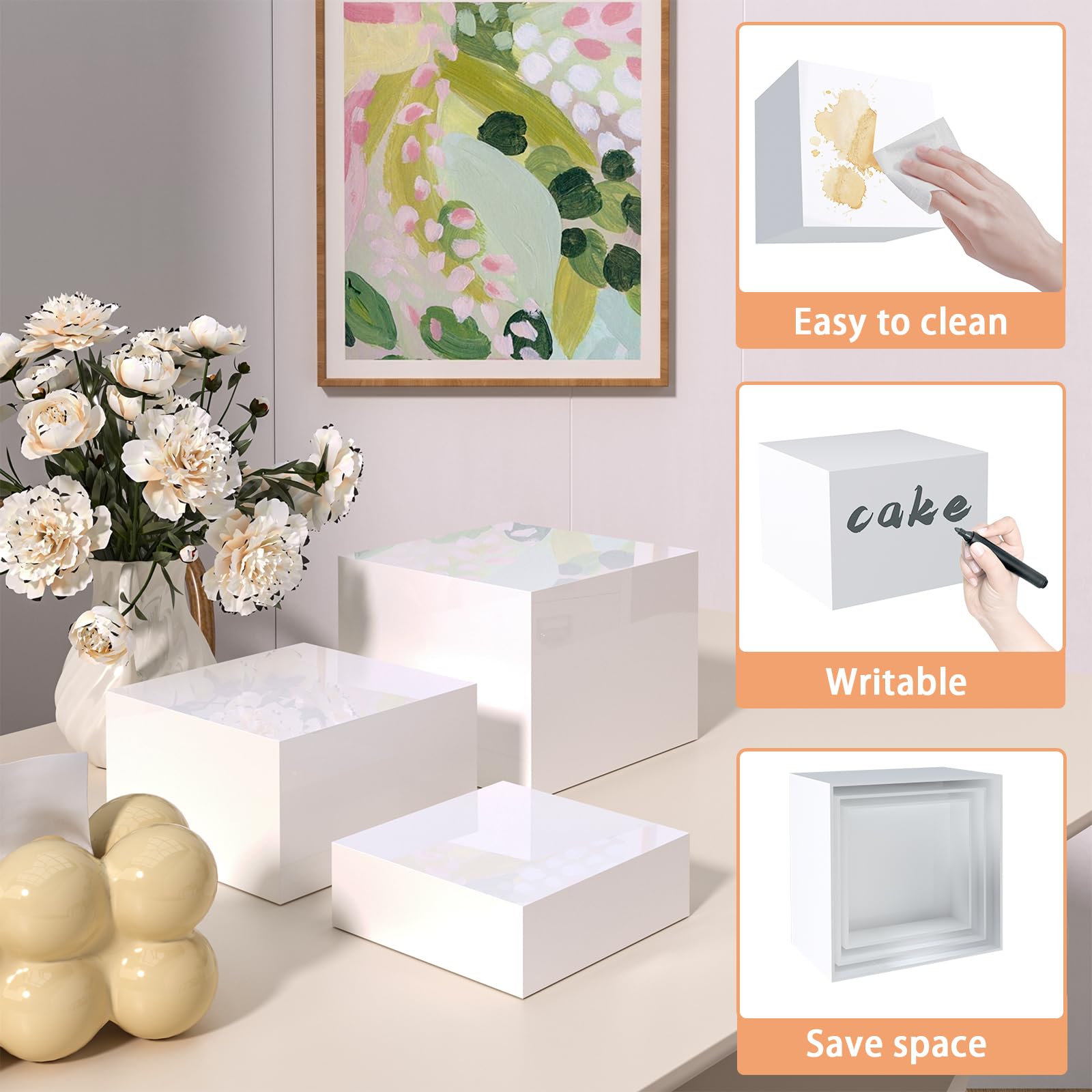 Snapklik.com : Buffet Risers, Food Display Risers For Party, White ...