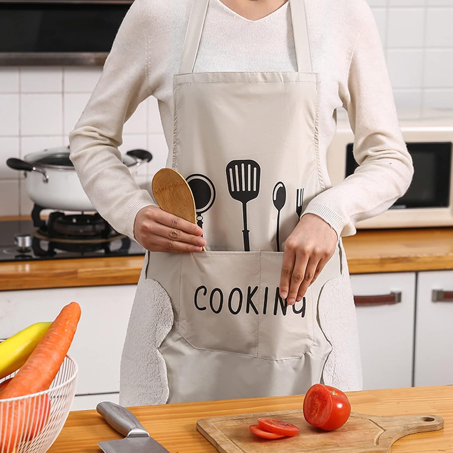2 Pack Kitchen Apron with Pocket for Women Men Chef,Unisex Chef Apron ...