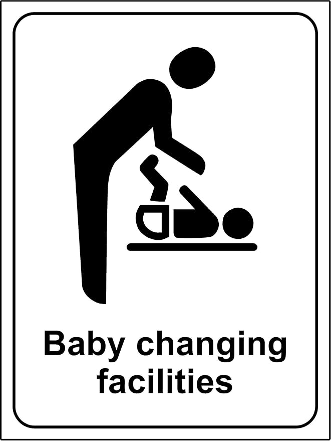 Baby changing facilities toilet sign - 1.2mm Rigid plastic 200mm x ...