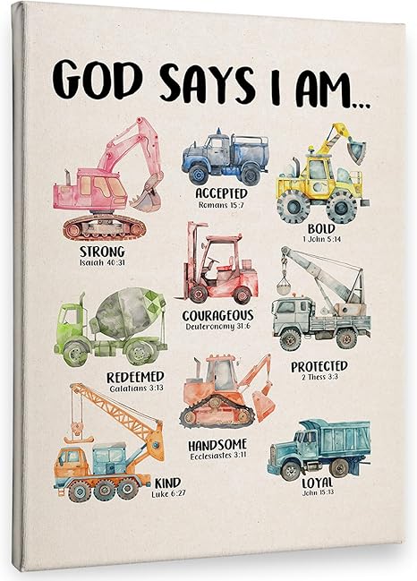 Amazon.com: PHAMTE Christian Construction Wall Art Decor Canvas, God ...