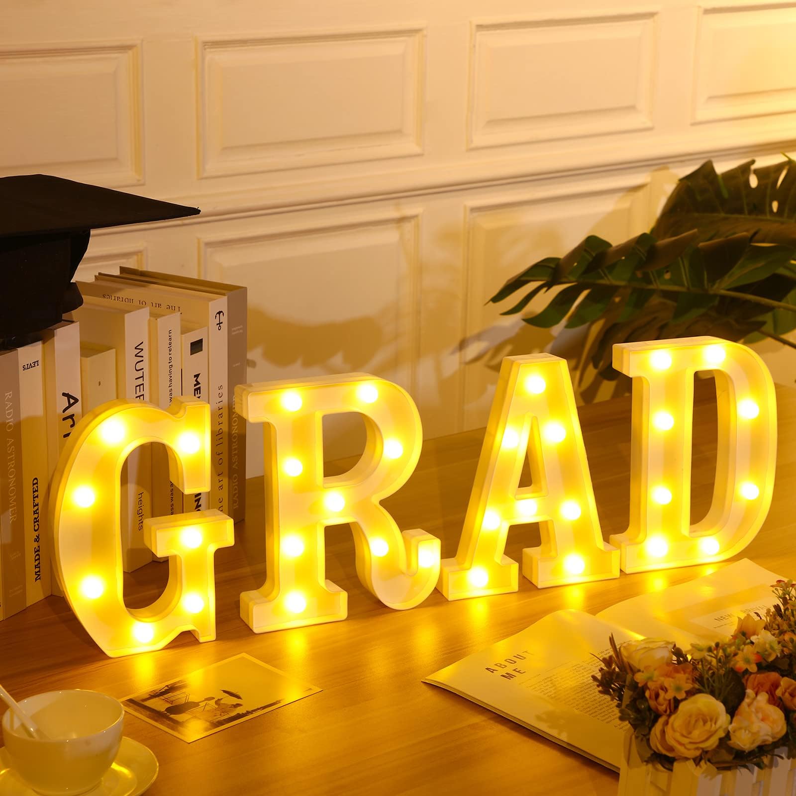Amazon.com : 4 LED Grad Marquee Letter Lights Sign 8.3 x6 Grad Light up ...