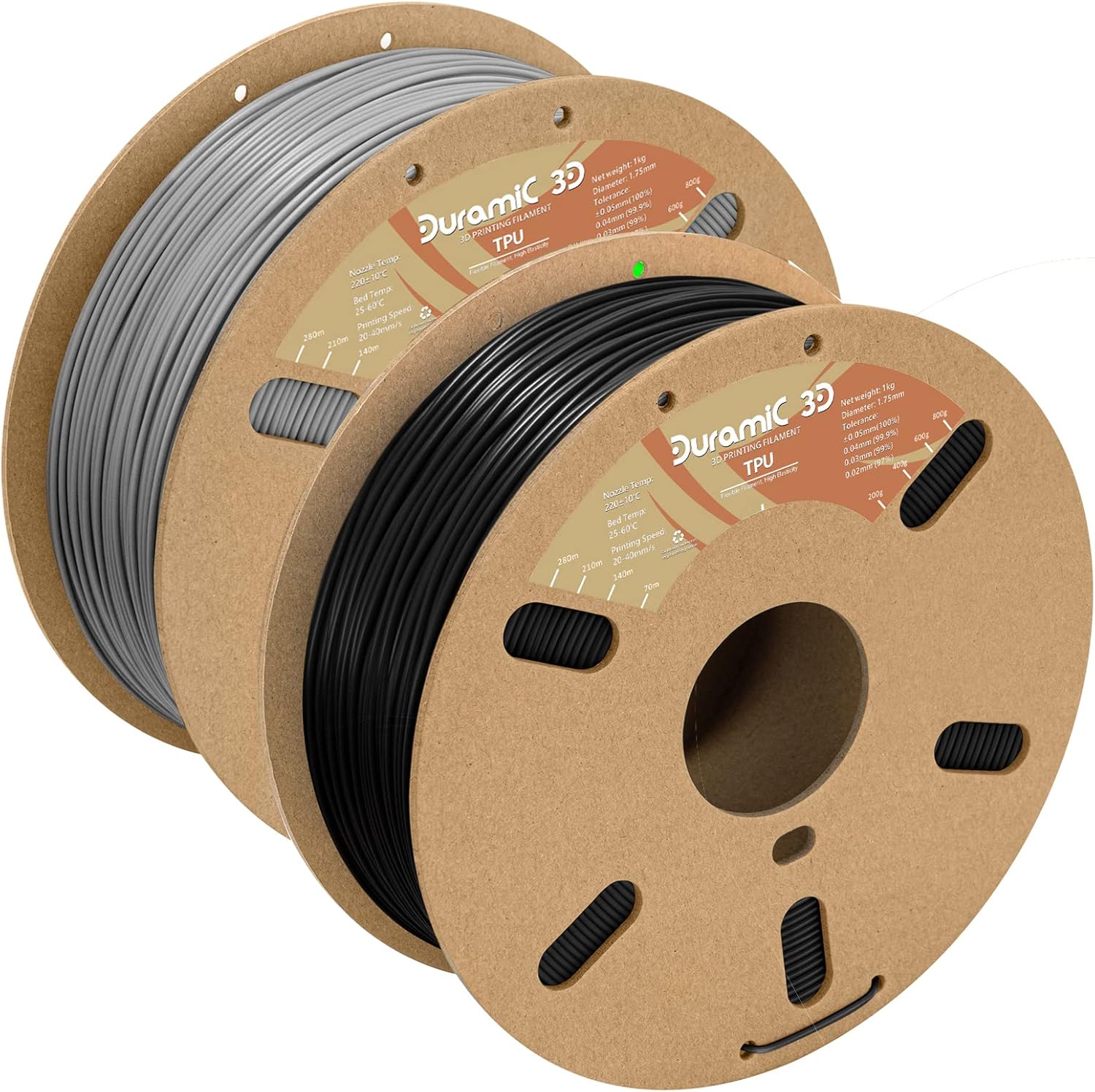 Amazon.com: TPU Filament 1.75mm Black and Gray Bundle, DURAMIC 3D TPU ...