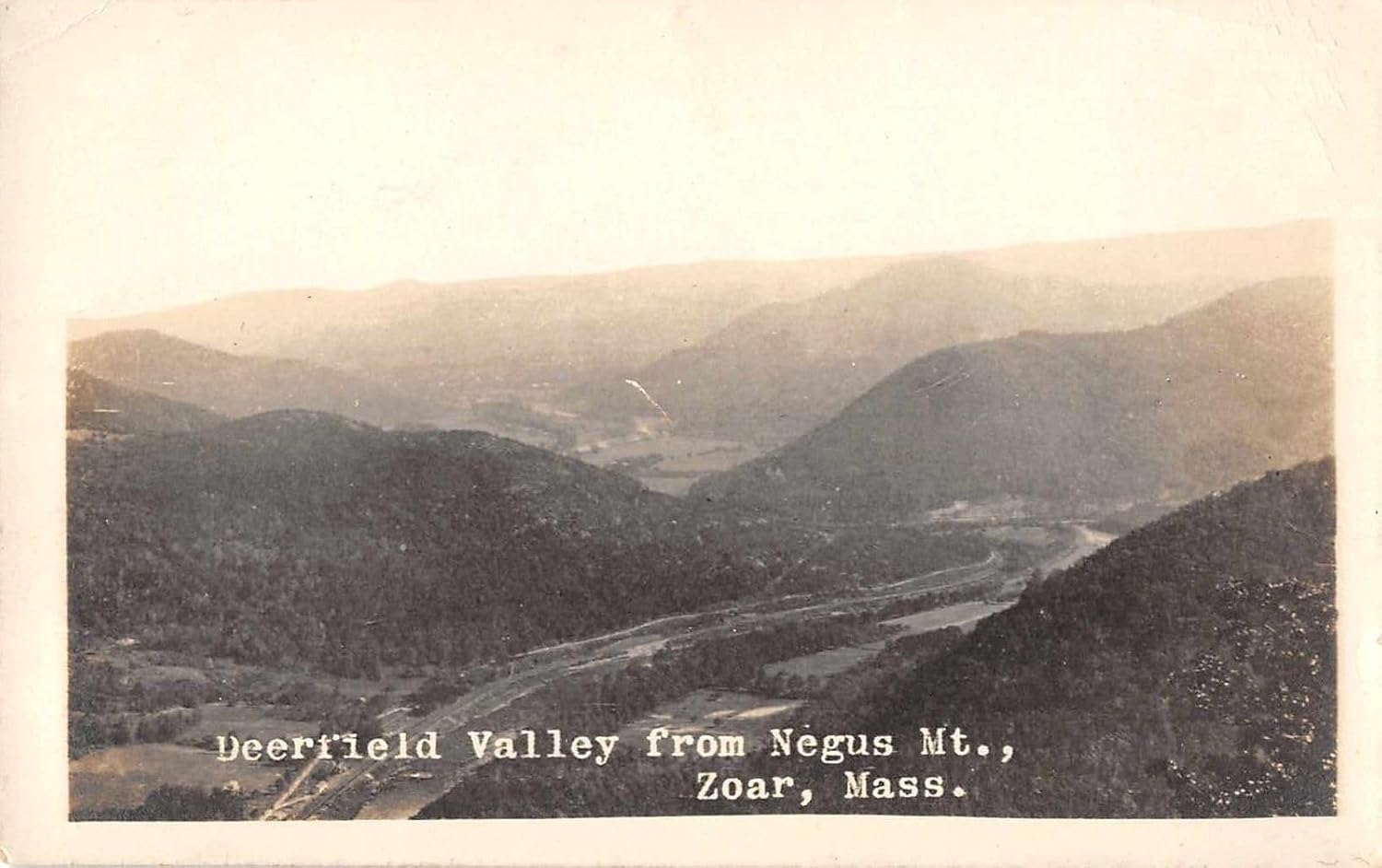 Zoar Massachusetts Deerfield Valley from Negus Mt Real Photo Antique PC ...