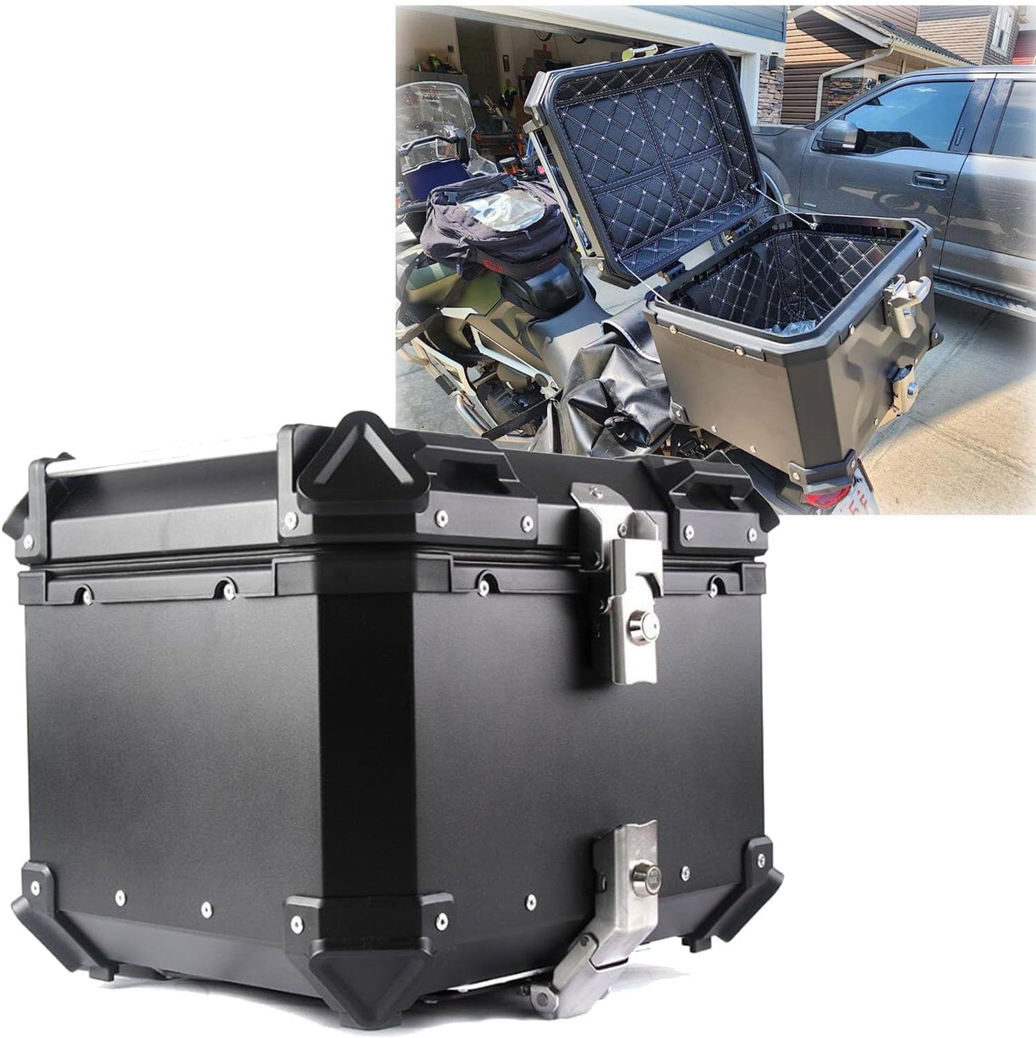 SPeesy Aluminum Motorcycle Top Case, Waterproof Motorcycle Top Box 36L ...