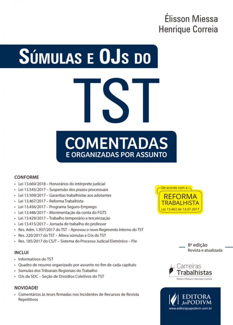 Súmulas e OJS do TST: Comentadas e Organizadas por Assuntos: 9788544215005: Books - Amazon.ca