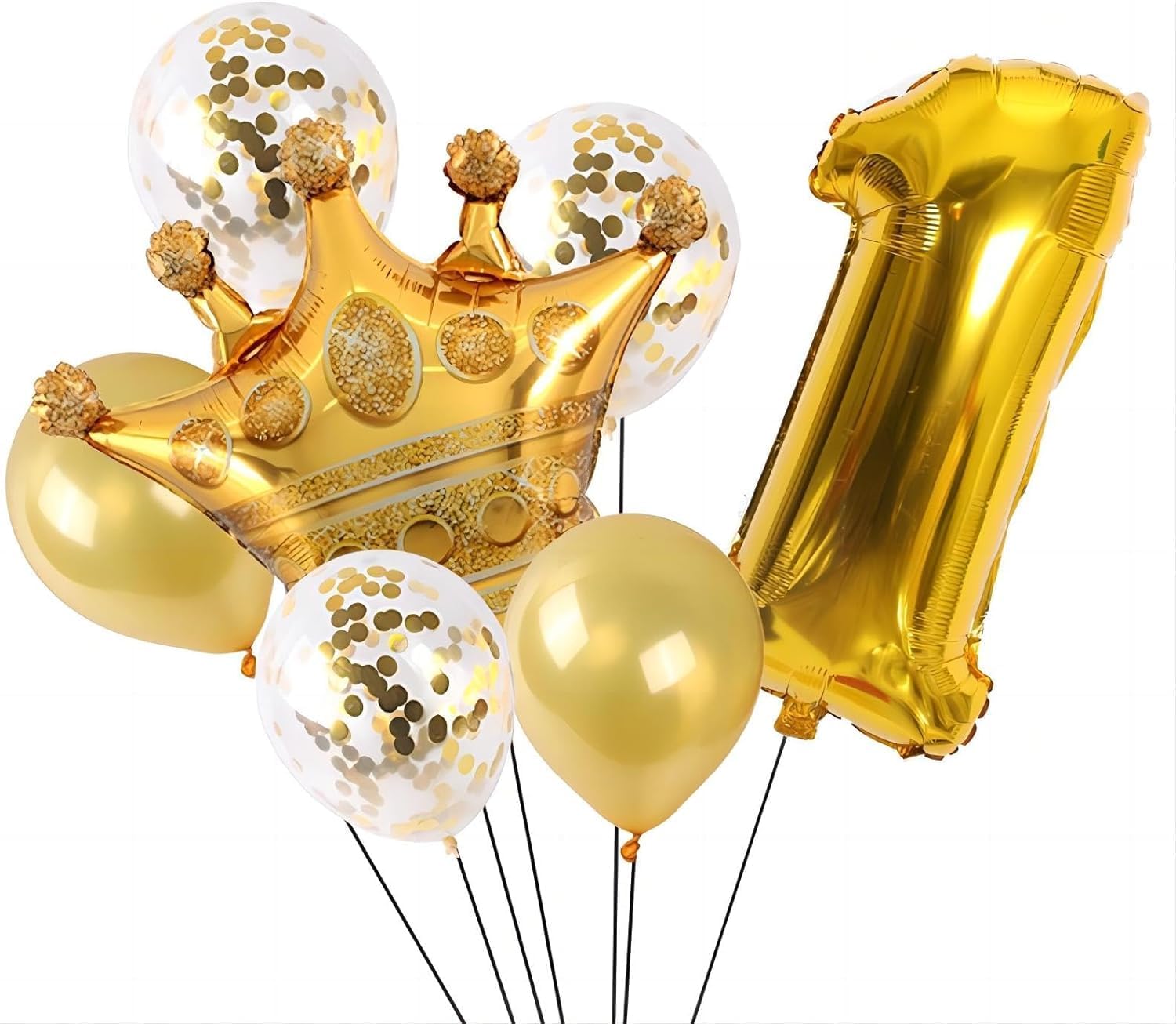 Amazon.com: 1st Birthday Balloon, 7pcs Crown Foil Balloons set Gold 1 ...