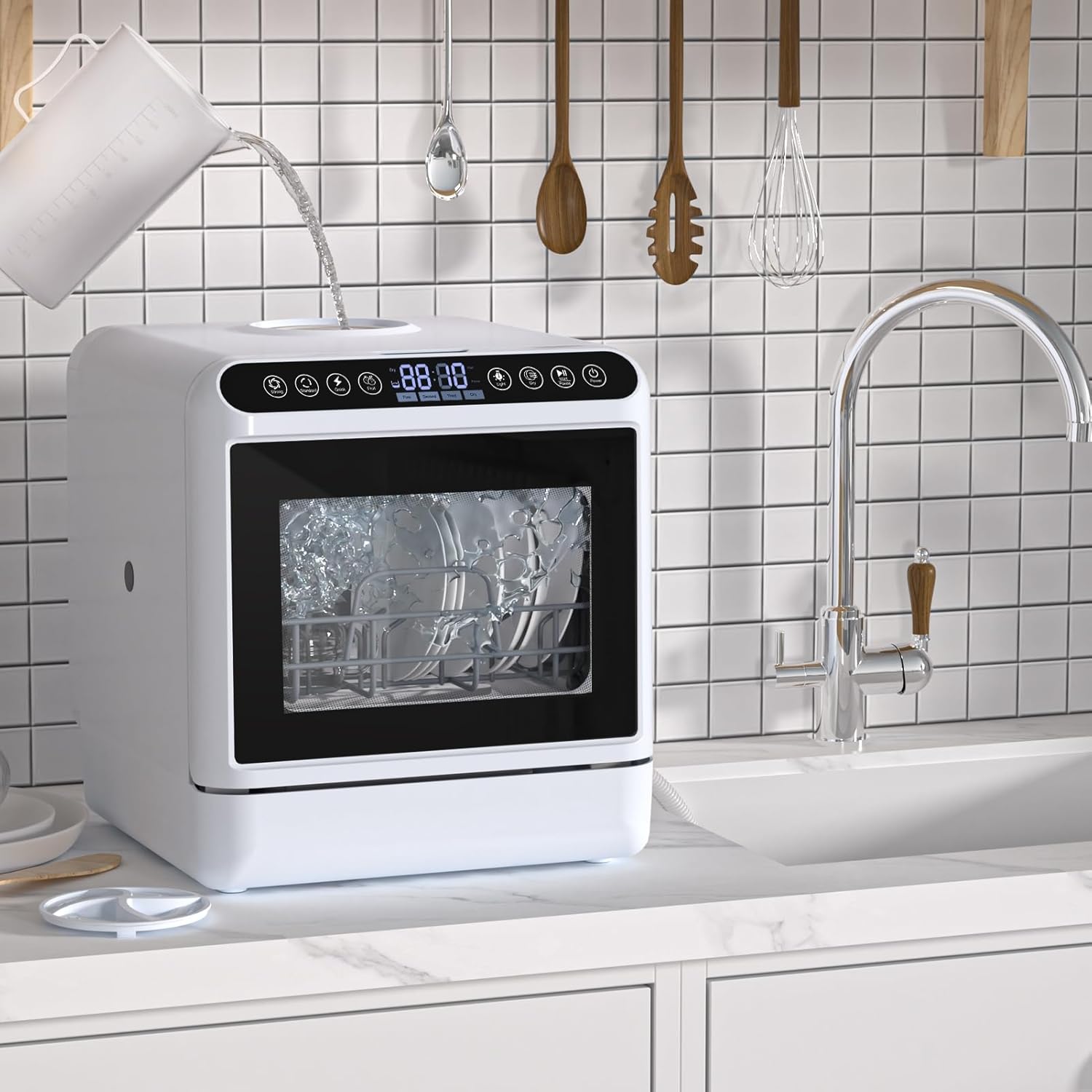 Table Top Dishwasher, Portable Mini Countertop Dishwashers with 5L ...