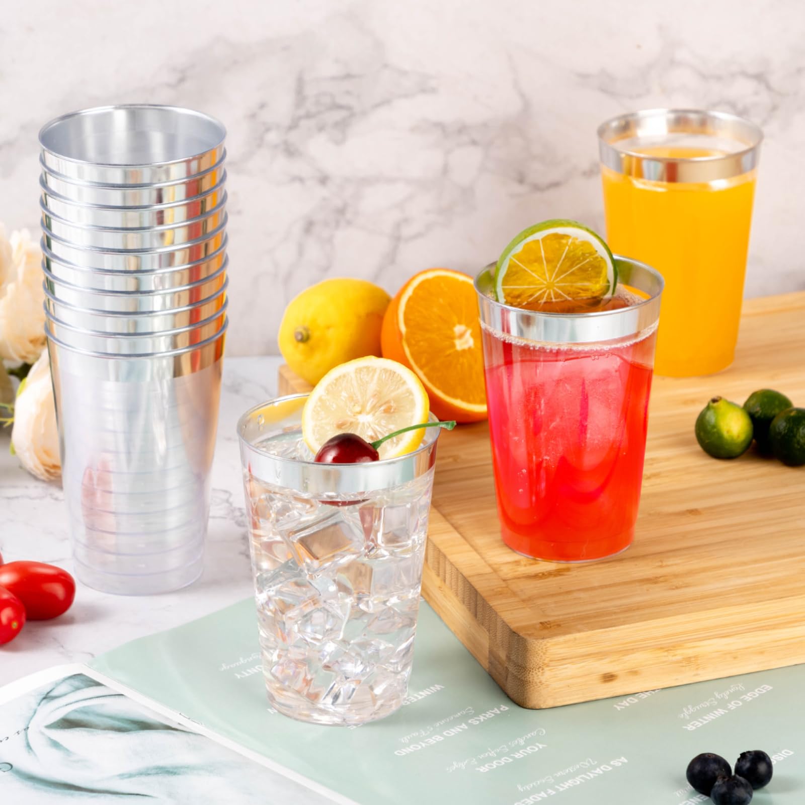Snapklik.com : Goodluck 50PCS 12oz Silver Plastic Cups For Party