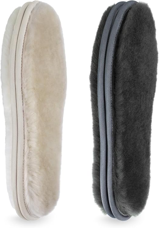 LARGERED 2 Pairs Genuine Australian Sheepskin Insoles for Women Men ...
