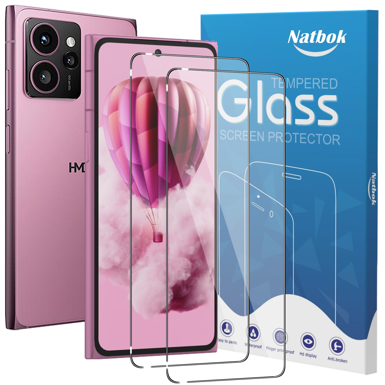 Natbok 2 Pack Tempered Glass for Nokia HMD Skyline Screen Protector,9H ...