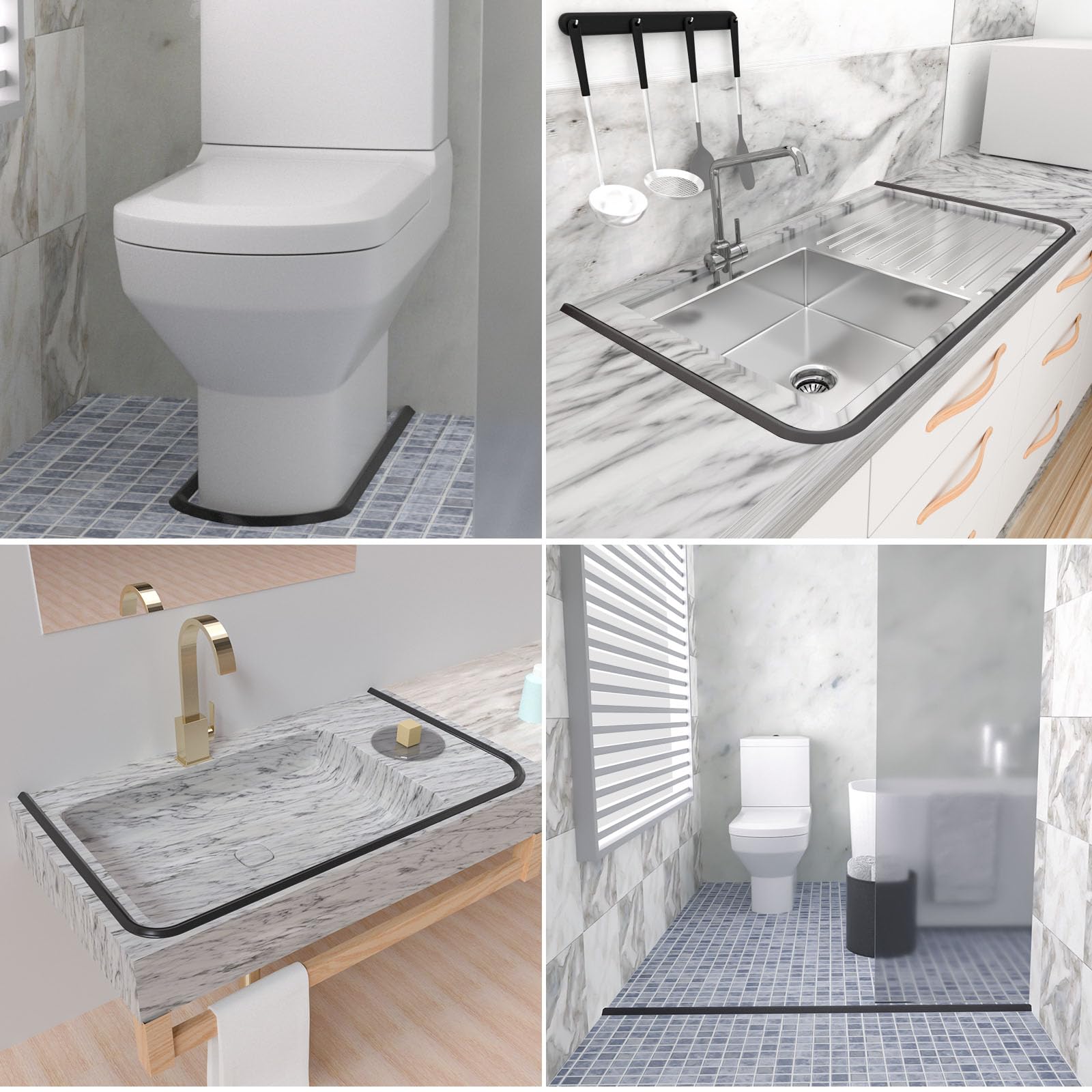 Duzzy 75 Inch Collapsible Shower Water Dam, Shower Threshold Water ...