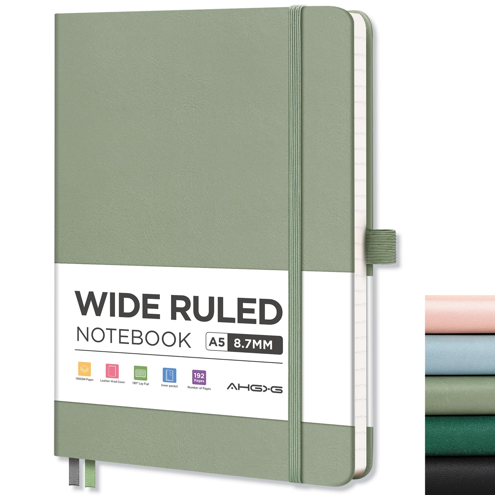 Amazon.com : AHGXG Wide Ruled Notebook for School - Lined Journal for ...