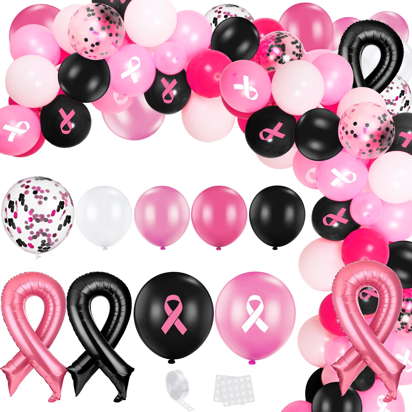 Amazon.com: Libima 107 Pieces Breast Cancer Awareness Decorations ...