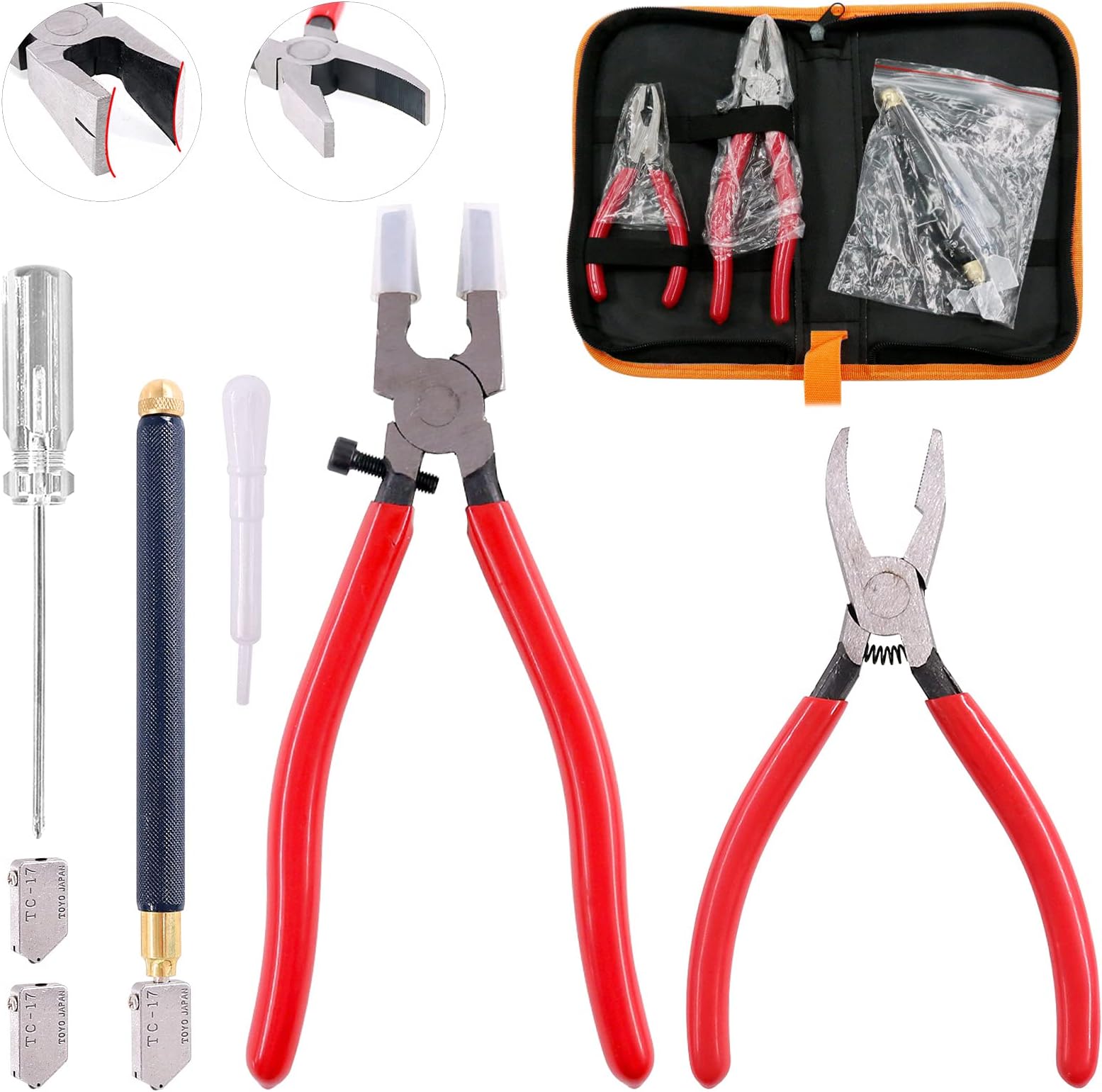 Amazon.com: Swpeet 9Pcs Glass Cutter Tool Kit, Breaker Grozer Pliers ...