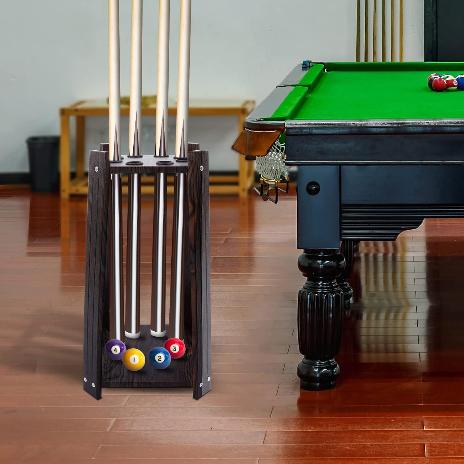 Amazon.com: GDAE10 Pool Cue Rack,Wood Floor Stand Holds 8 Pool Billiard ...