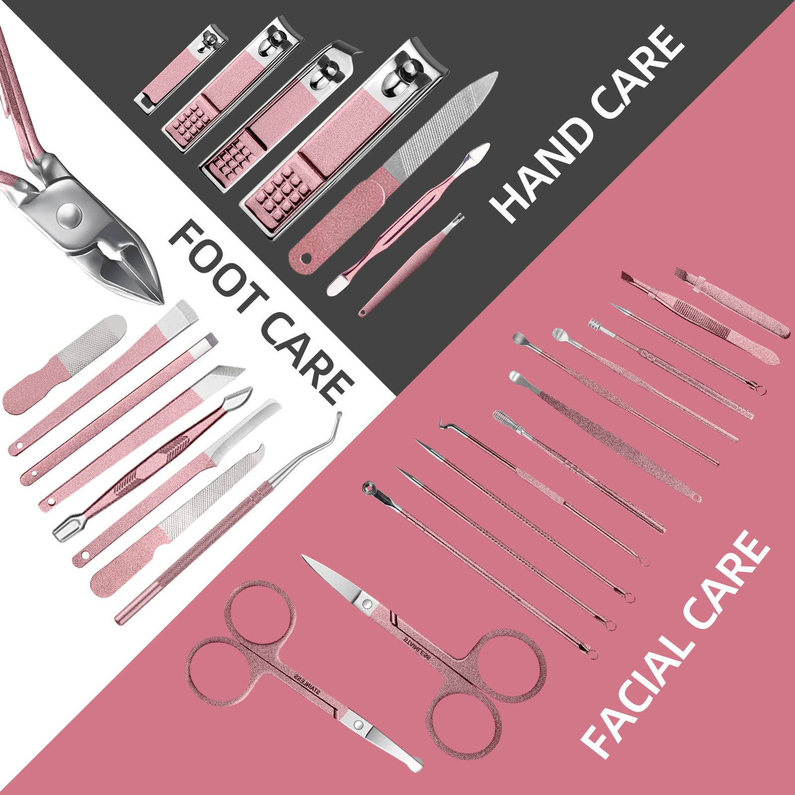 Manicure Set 30 in 1 Nail Clipper set,RedFlow Nail Clippers,Fingernail ...