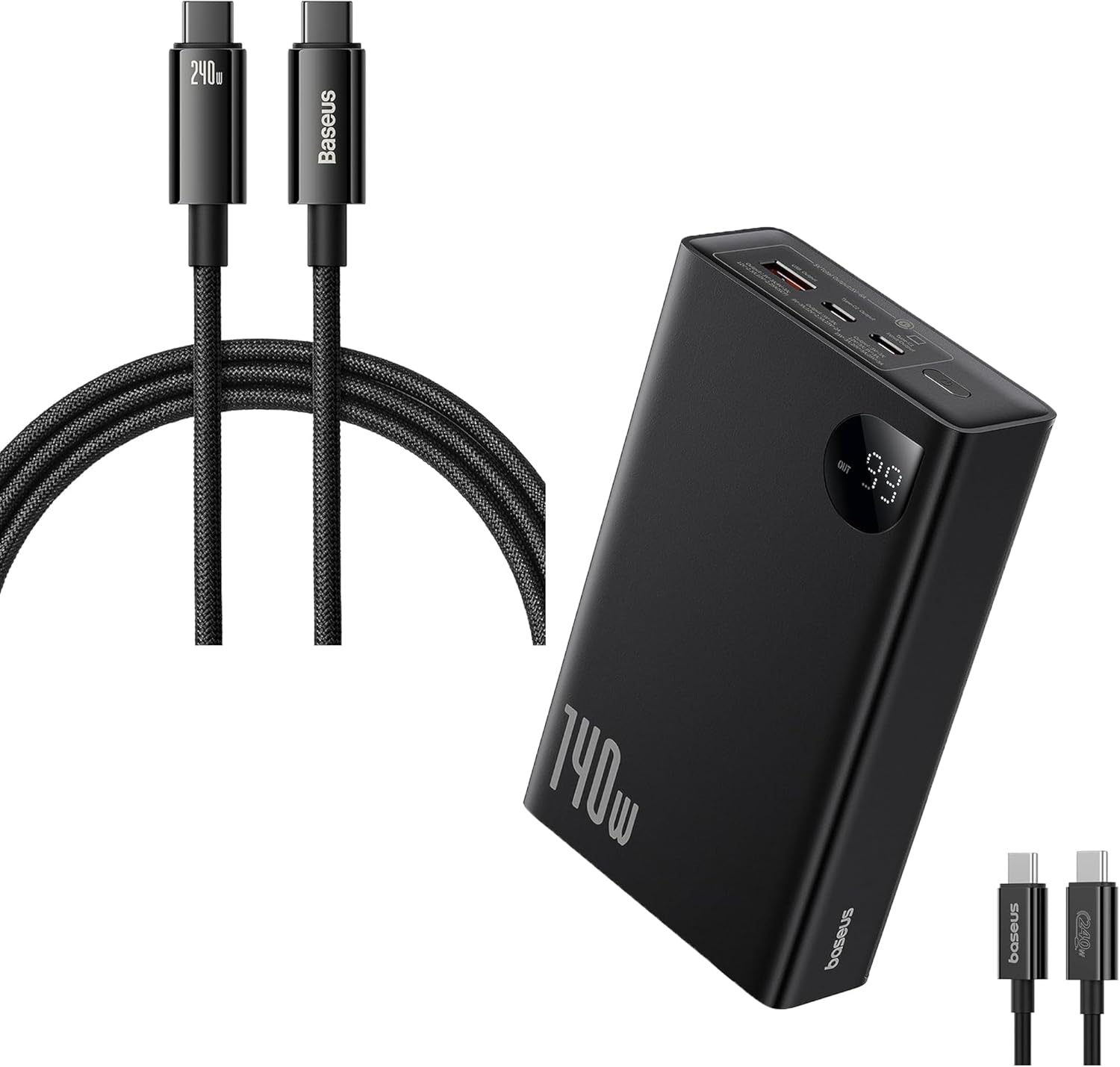 Amazon.com: Baseus 240W USB C Cable & 140W 24000mAh Power Bank : Cell ...